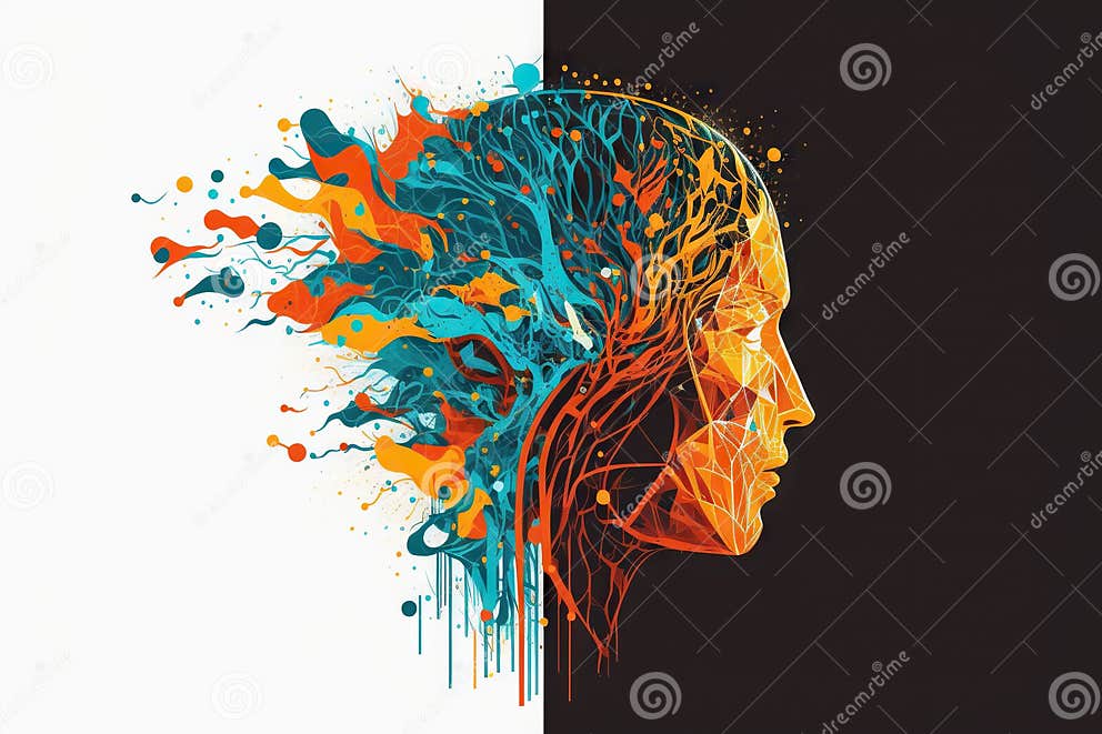 Artificial Intelligence Logo- Human Head on Black Background ...