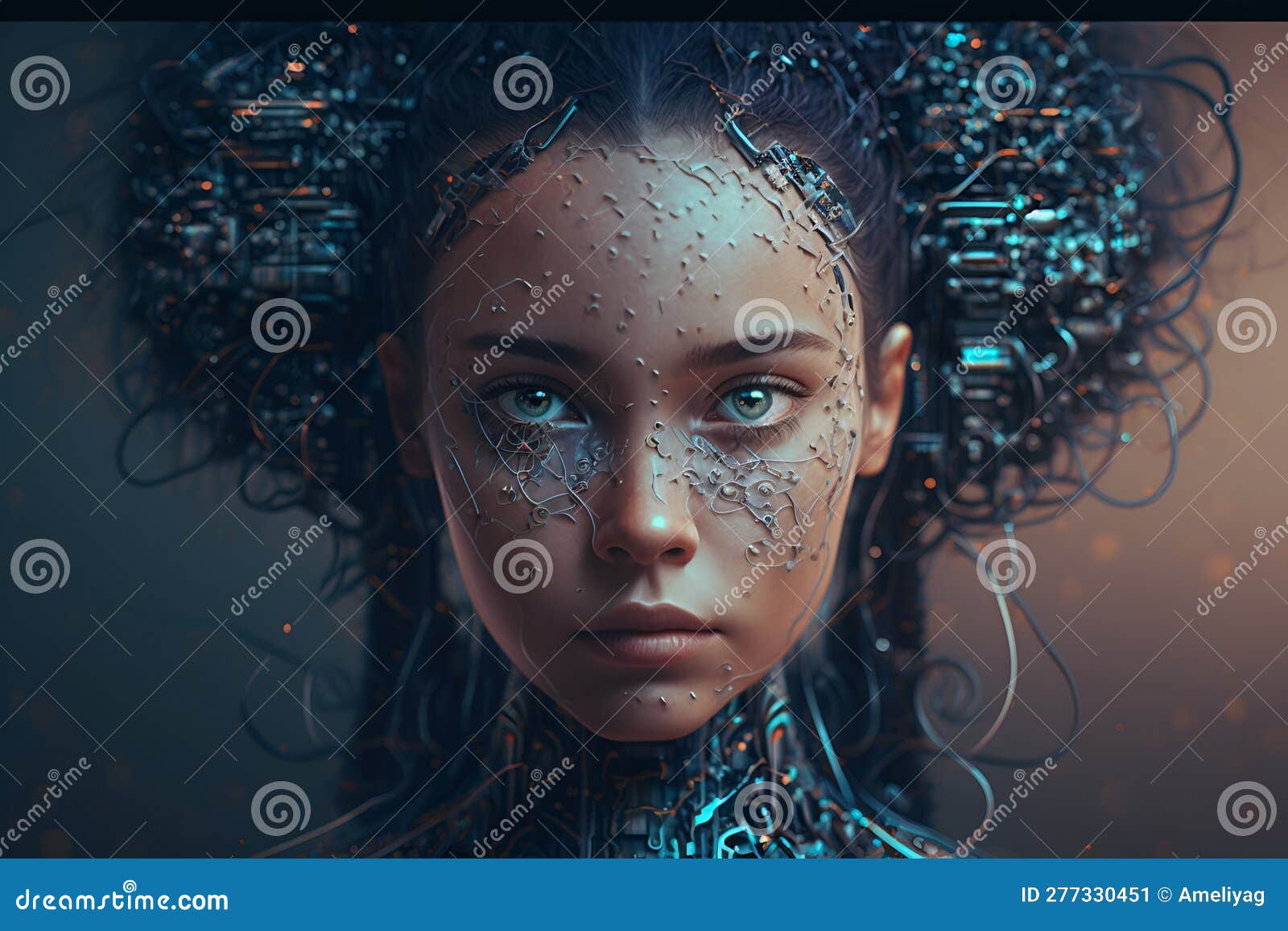 Illustration of Artificial Intelligence Man or Woman in Digital Space ...