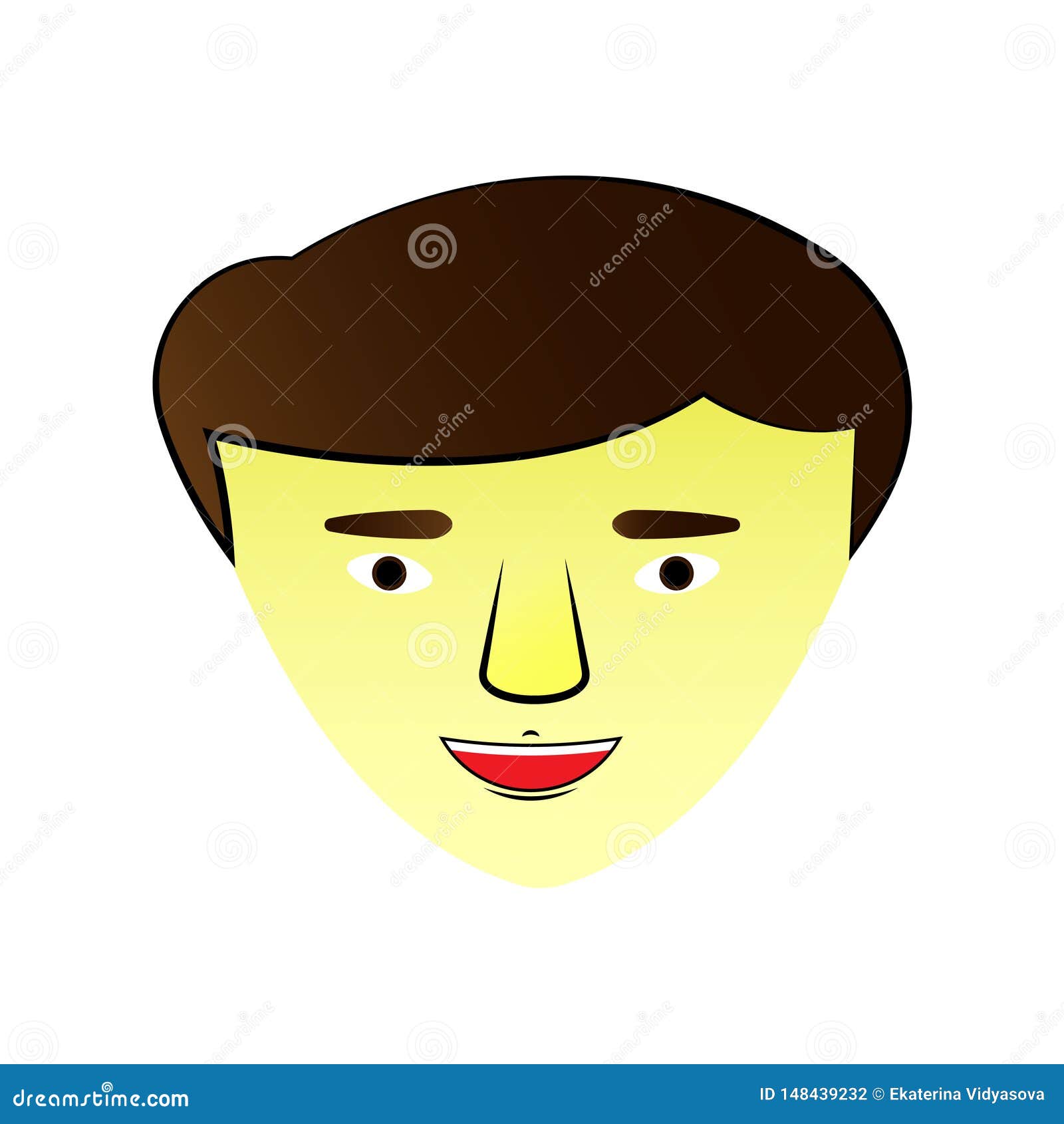 Illustration with an Asian Guy Face. Icon. Vector Graphics, Stock ...