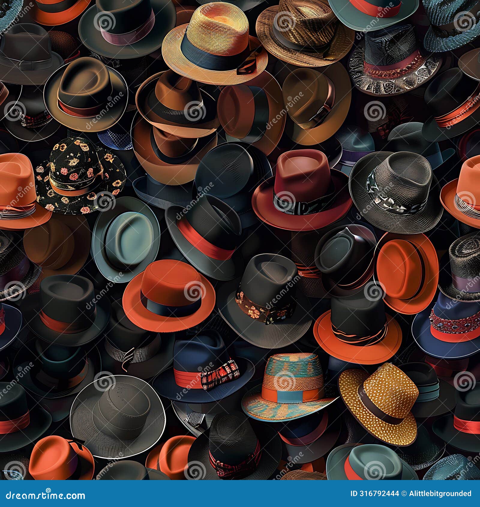 Illustration of Assorted Hats in a Repeating Pattern Stock Illustration ...