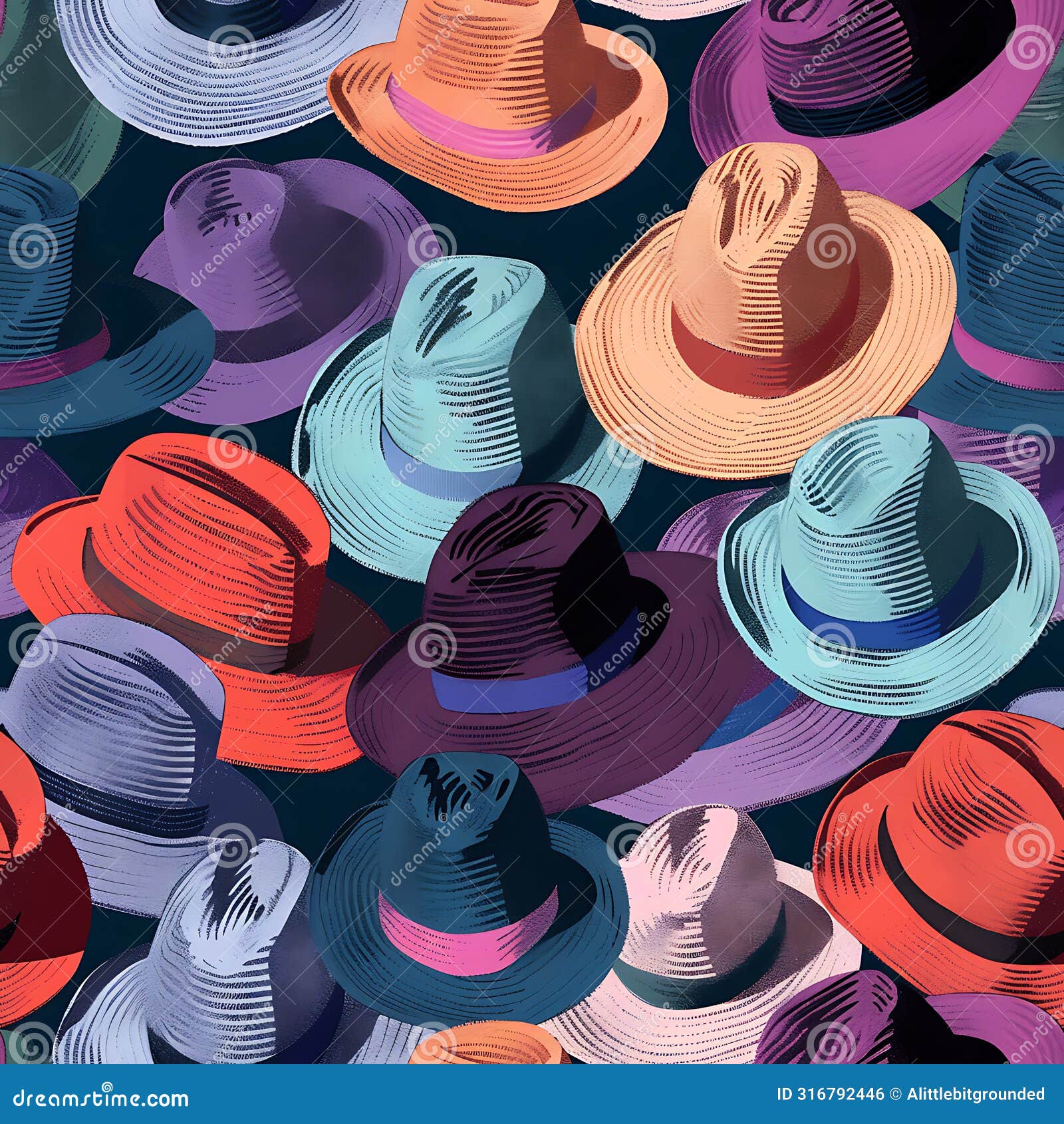 Illustration of Assorted Hats in a Repeating Pattern Stock Illustration ...