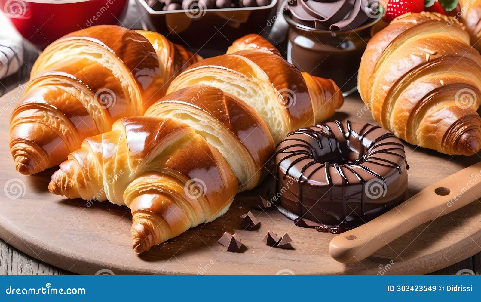 An Illustration of an Assorted of Pastry, Croissant, Chocolate Pastry ...