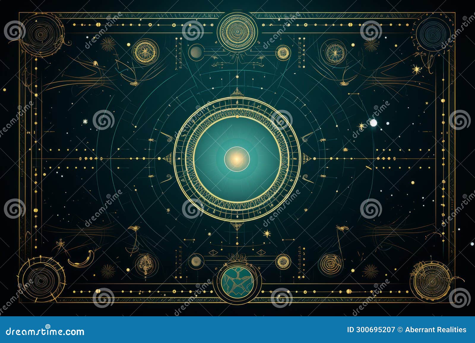 Astrological Chart On A Black Background With Gold Stars Royalty-Free ...