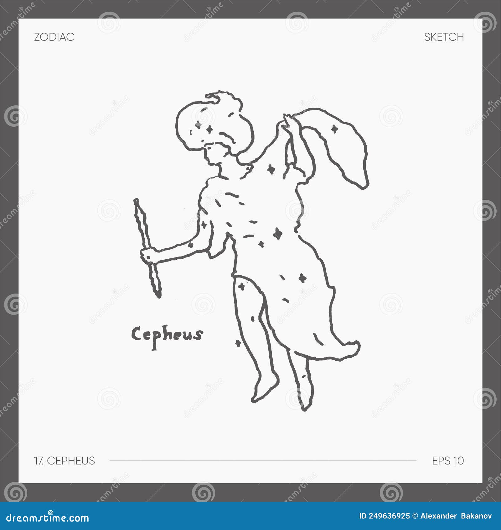 Cepheus Star Constellation, Night Sky King Cepheus Royalty-Free Stock ...