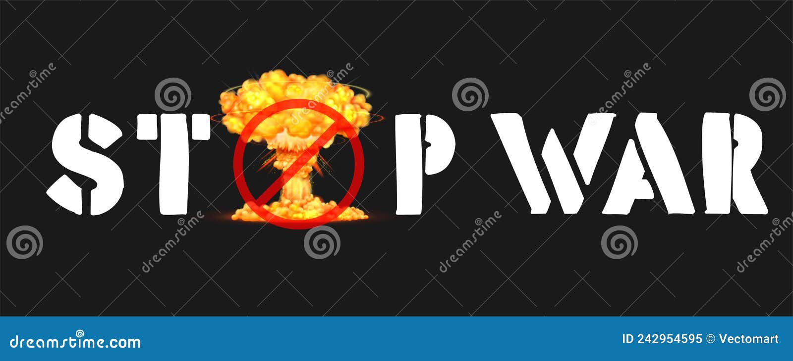 Atom Bomb Nuclear Explosion with Stop Sign for Peace Background Showing ...