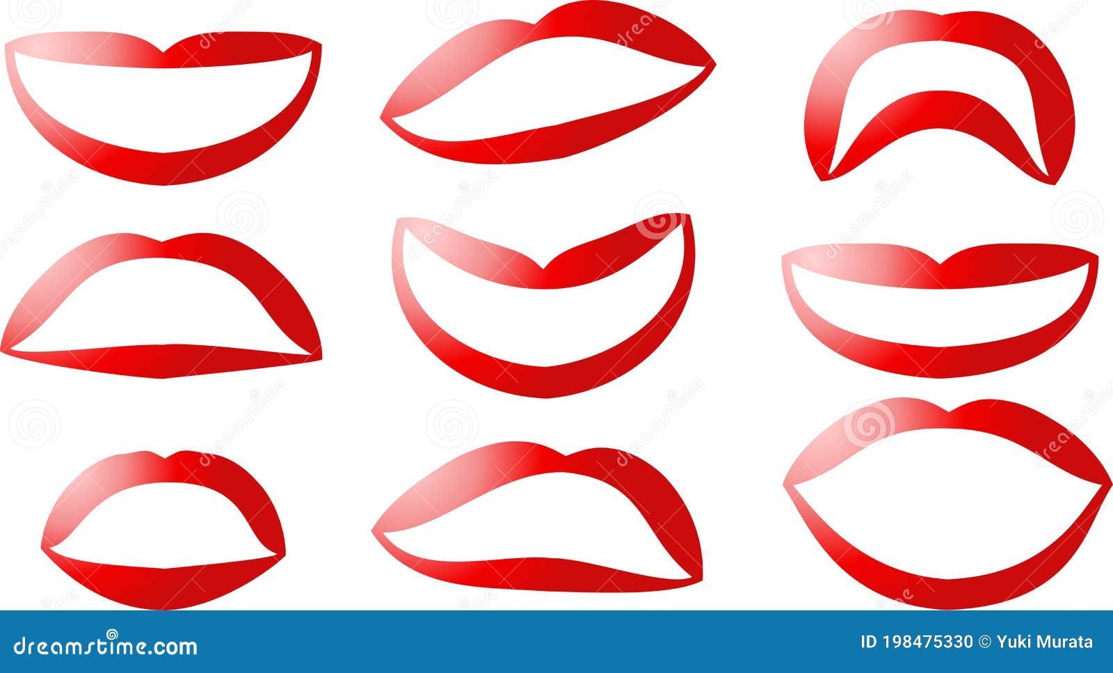Beautiful Lady lips set stock vector. Illustration of beautiful - 198475330