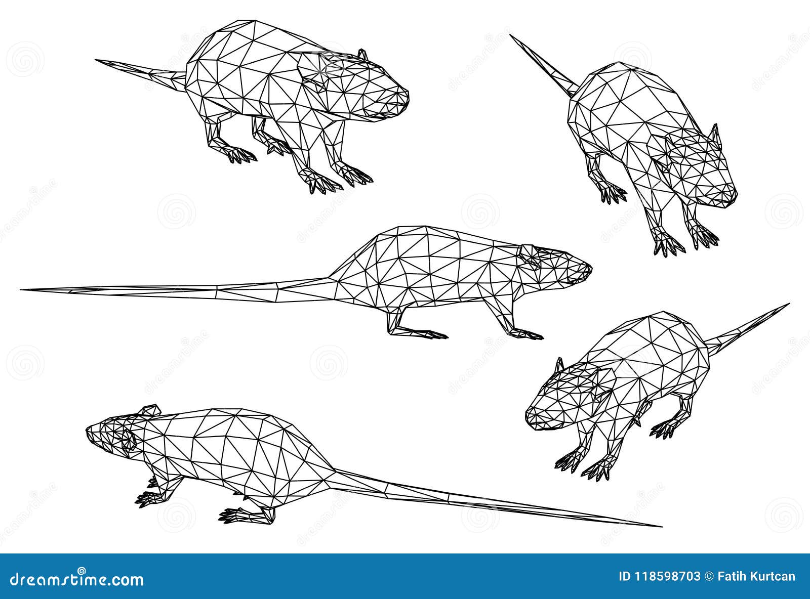 Illustration Au Trait Polygonaux Rat Illustration Stock - Illustration ...
