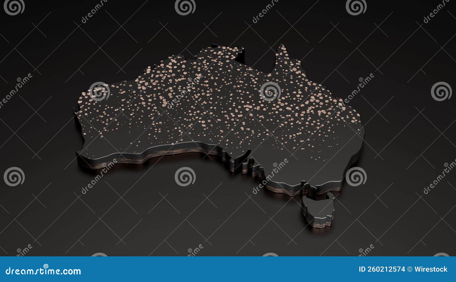 Illustration of the Australia Metallic Premium Map Isolated on a Black ...