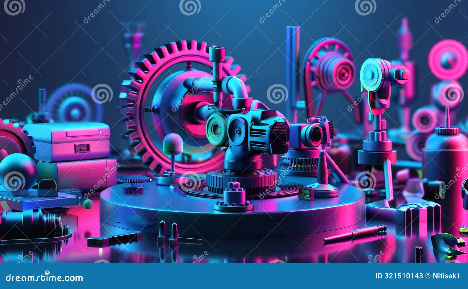3 Illustration of an Automated Technology Icon with a Vibrant, Colorful ...