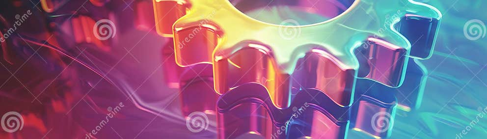 Illustration of an Automation Gear Icon in a Rainbowcolored Setting ...