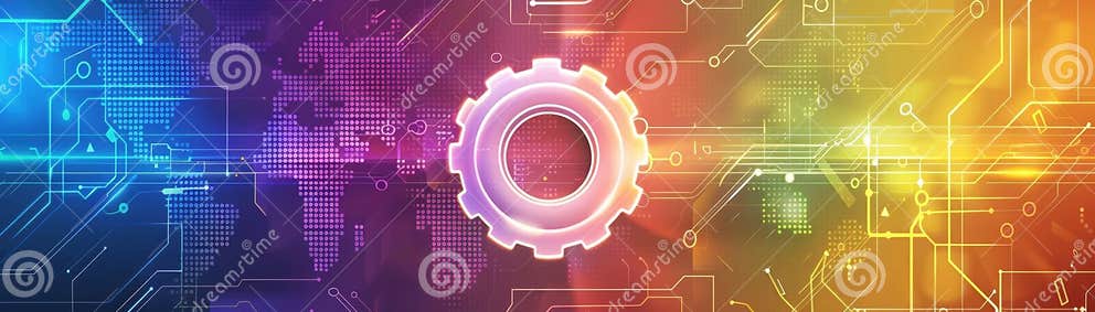 Illustration of an Automation Gear Icon in a Rainbowcolored Setting ...