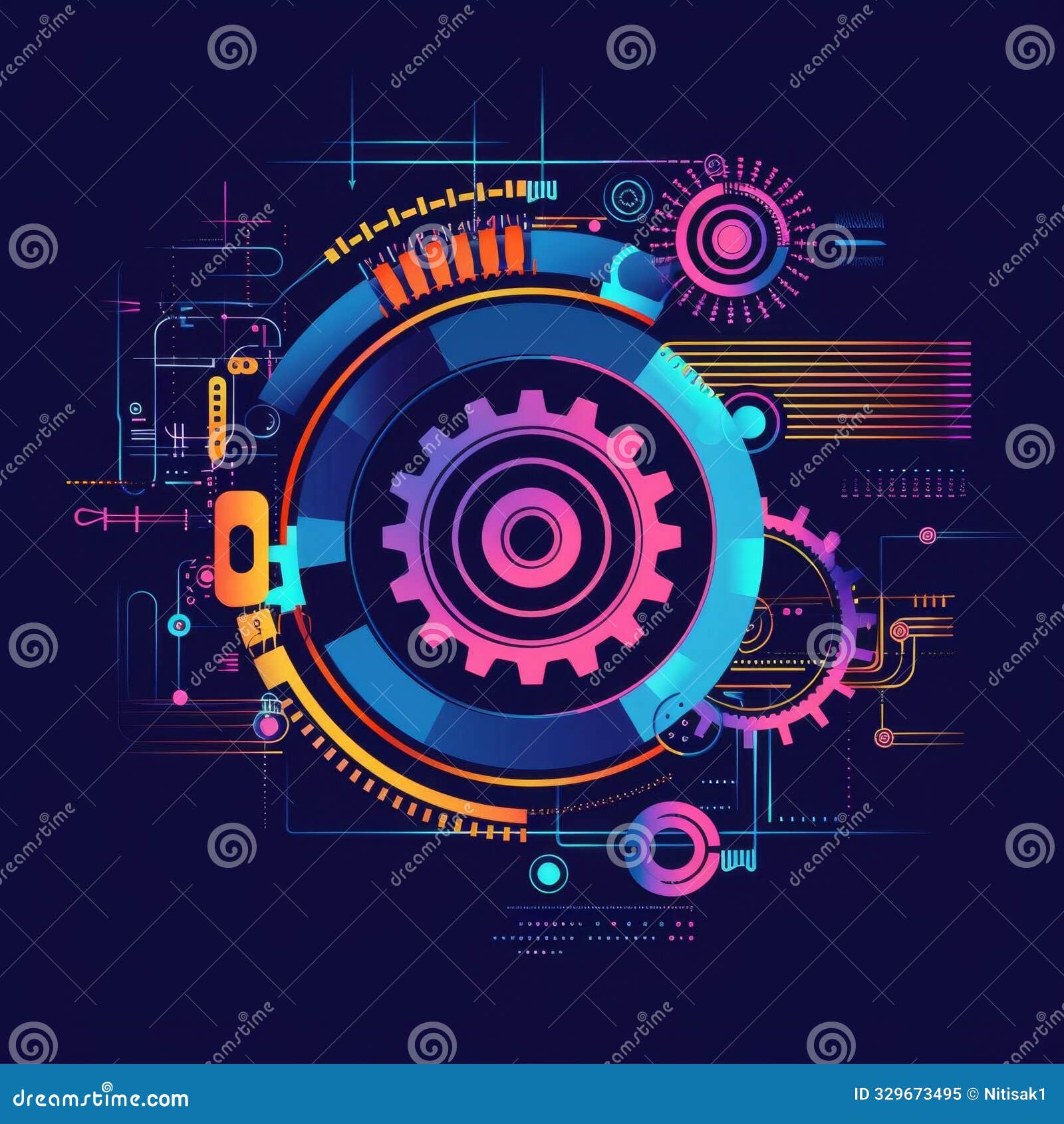 Illustration of an Automation Process Icon with a Colorful Abstract ...