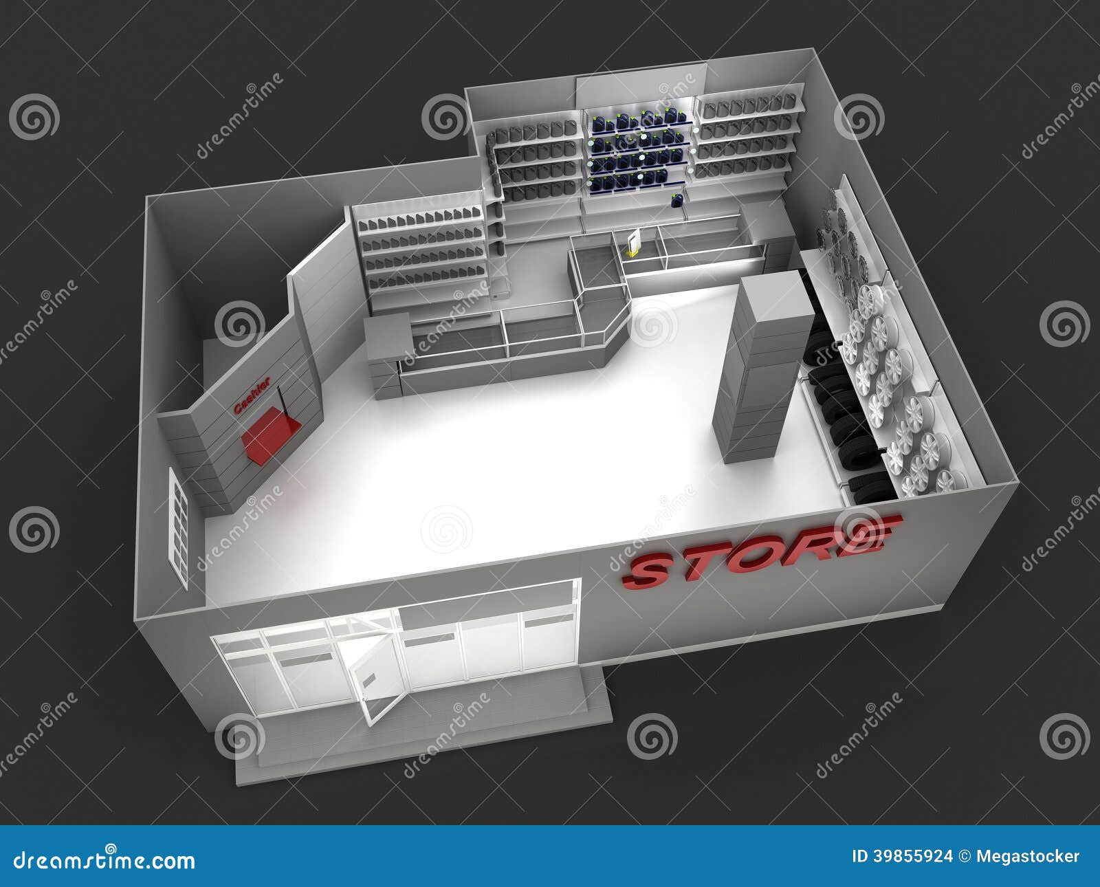 Illustration of Automobile Store Stock Illustration - Illustration of ...