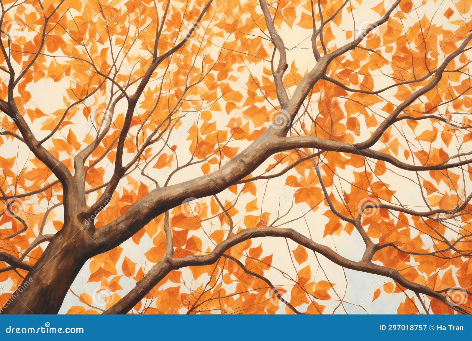 Autumn Background with Tree Branches and Falling Leaves Stock ...
