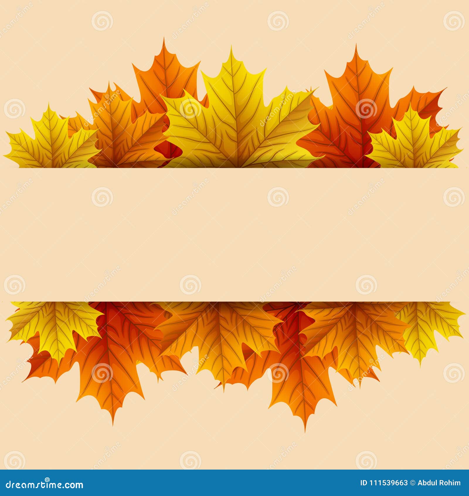 Autumn Leaves with Blank Rectangle Stock Vector - Illustration of ...