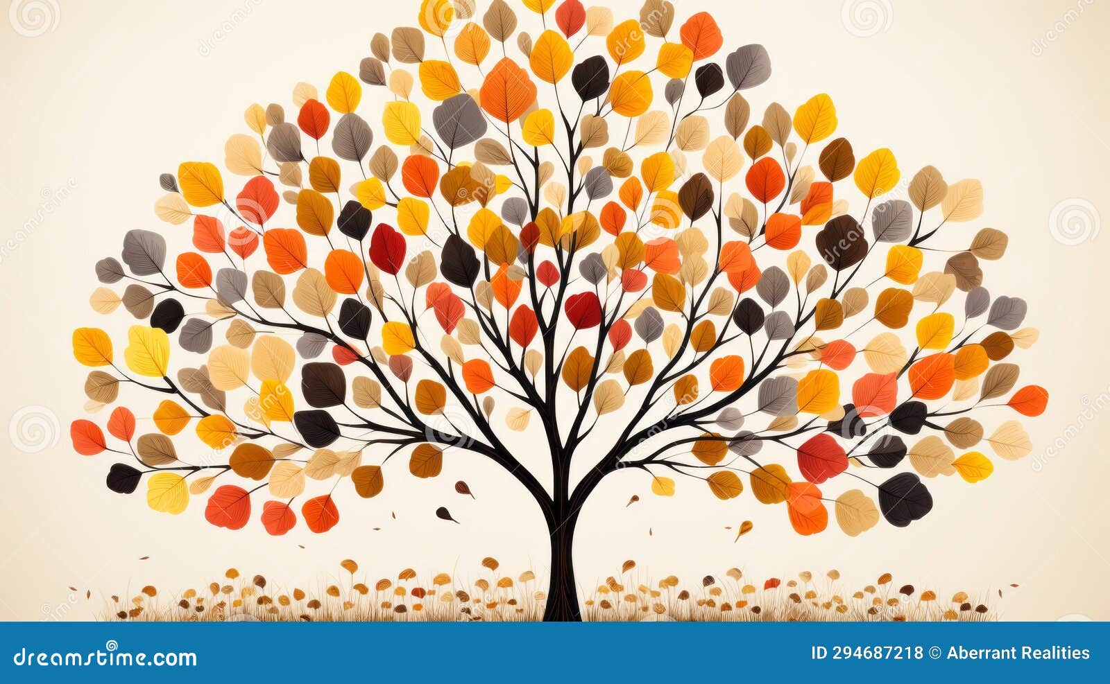 An Illustration of an Autumn Tree with Leaves Stock Illustration ...