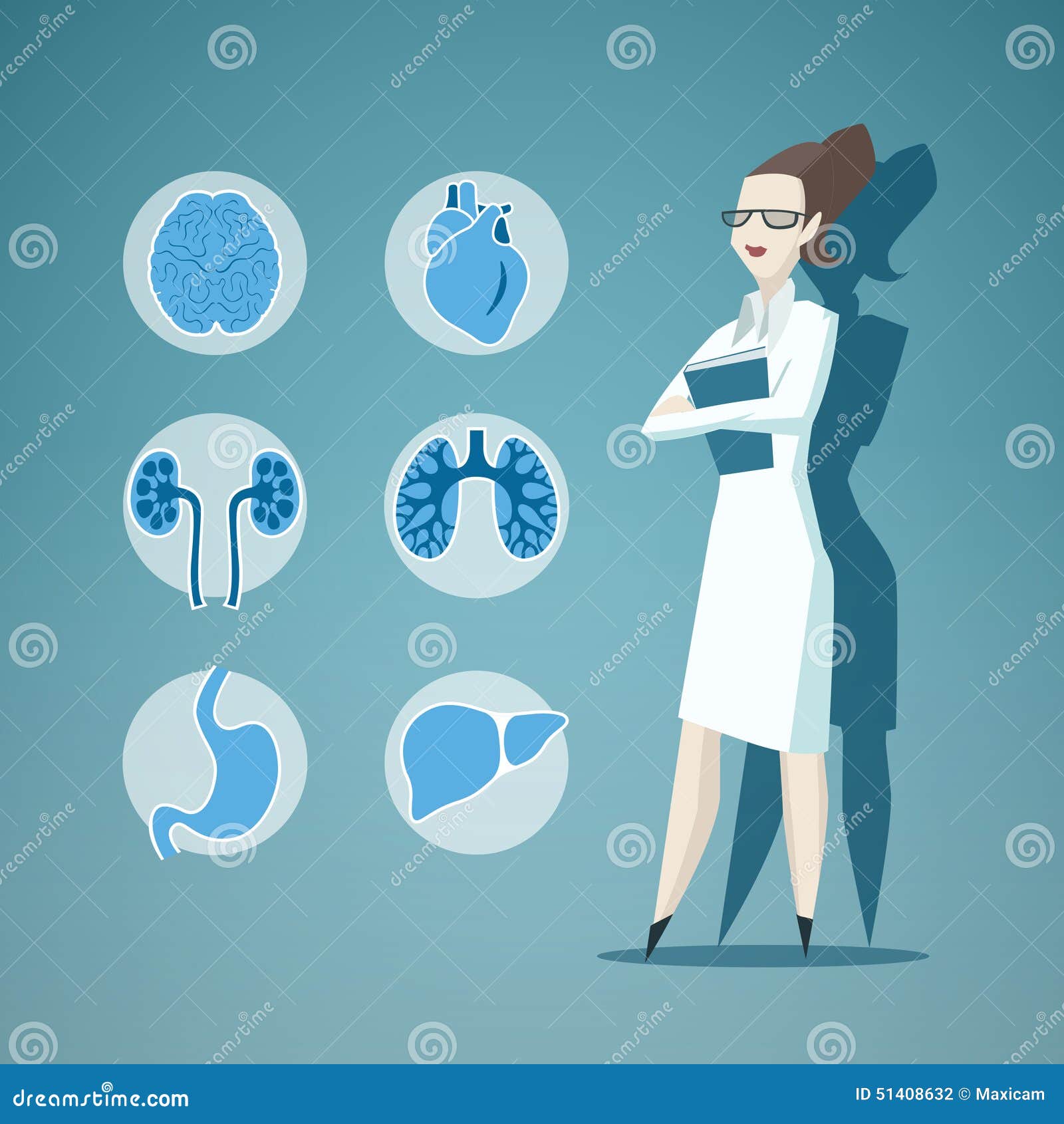 Illustration Av Doktorn Och Symboler Av Internals Vektor Illustrationer ...