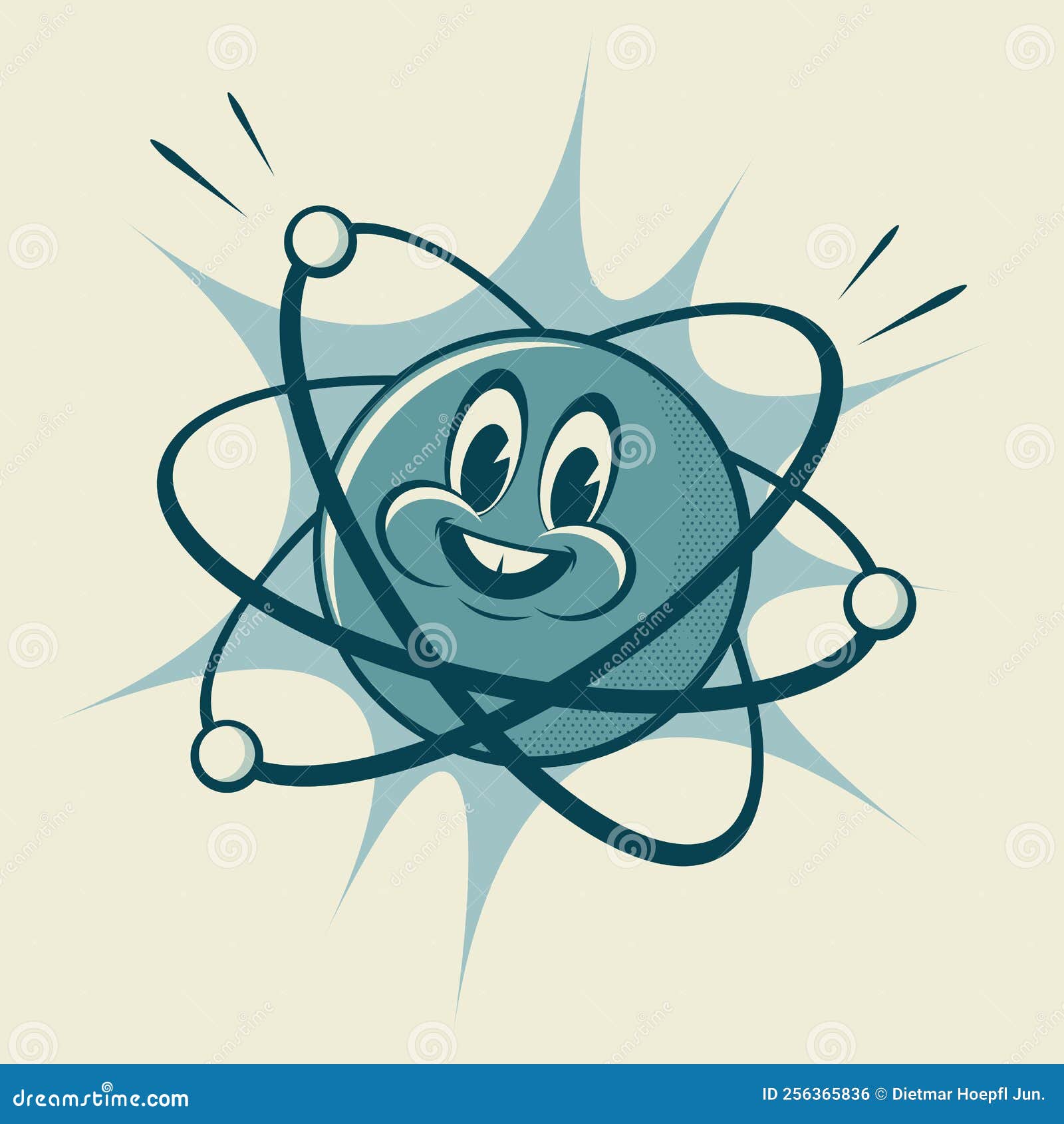 Illustration Av En Tecknad Atom Vektor Illustrationer - Illustration av ...