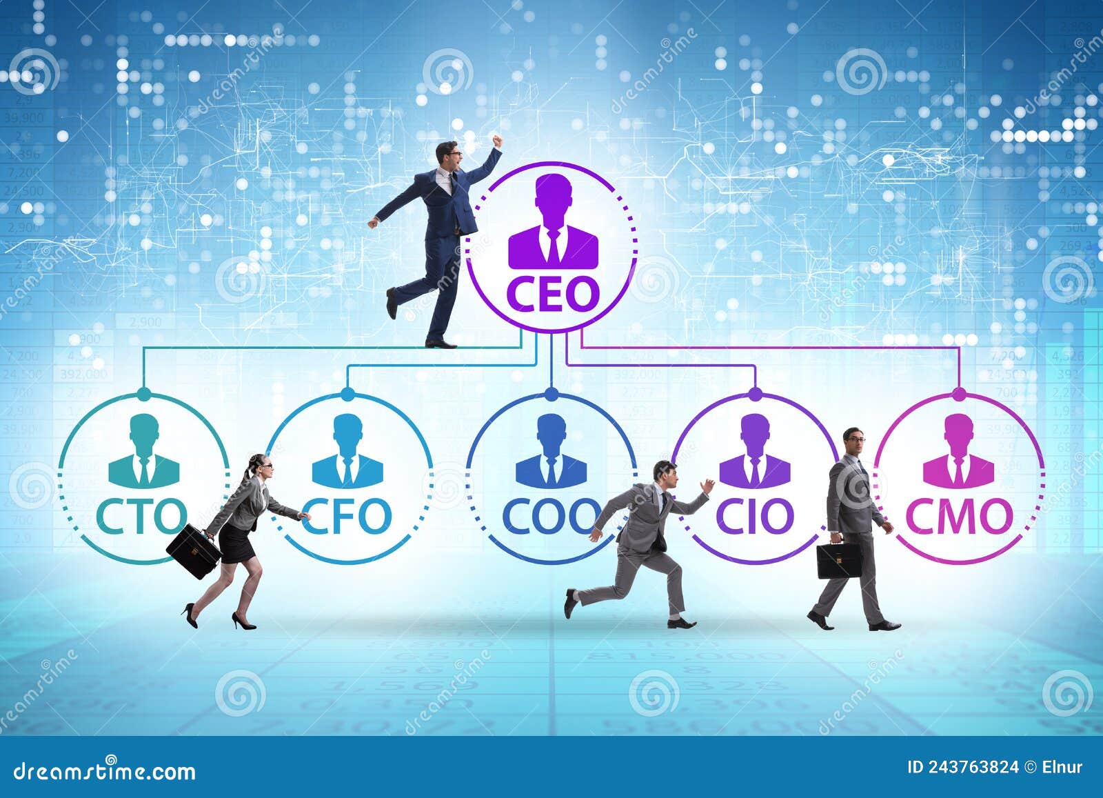 Illustration Av Organisationsschemat Med Olika Chefer Arkivfoto - Bild ...