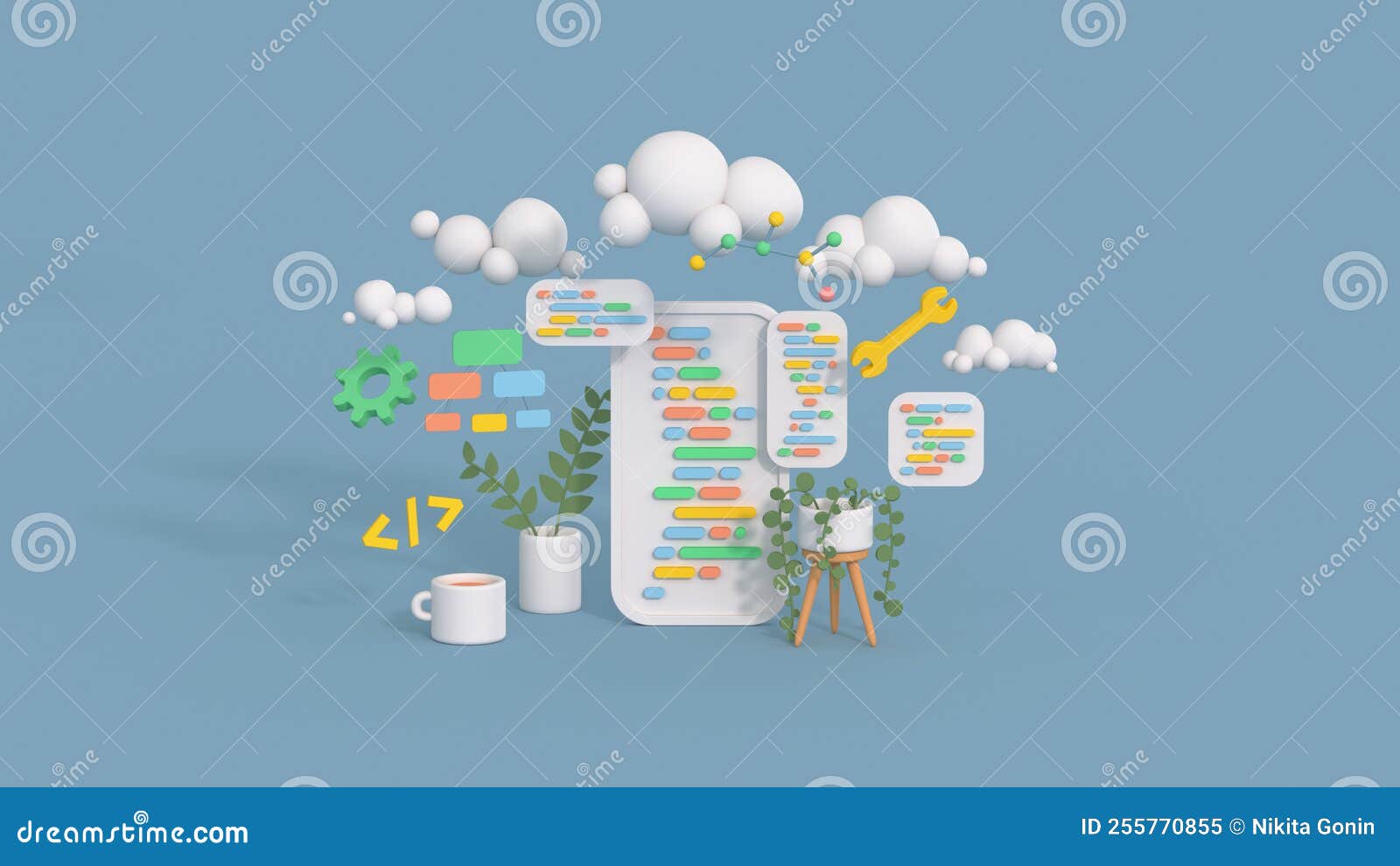 Illustration Av Programutveckling Och Kodning 3d-rendering Stock ...