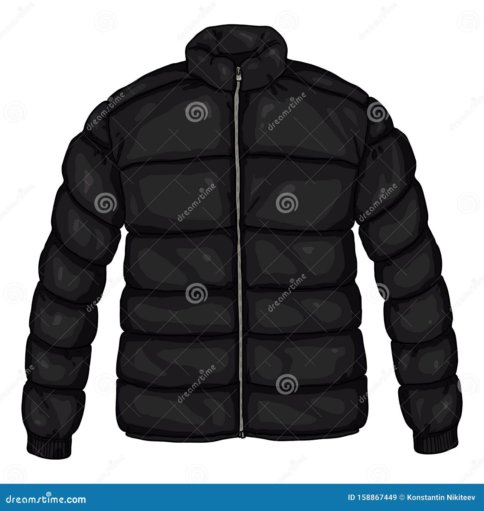 Illustration Av Vector Cartoon Black Down Jacket Vektor Illustrationer ...