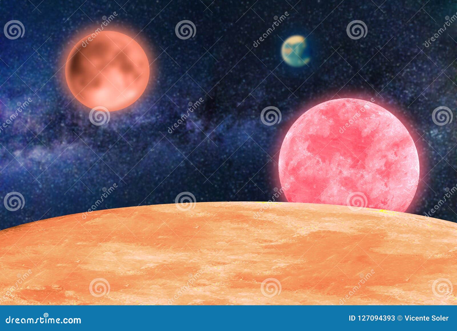 Illustration Av Yttre Rymd Med Olika Planeter Fotografering för ...