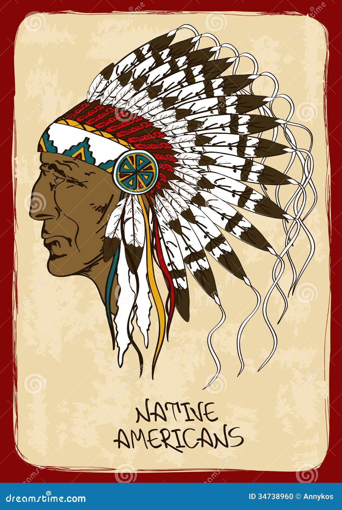 Illustration Avec Le Chef Indien Indigène Illustration de Vecteur ...