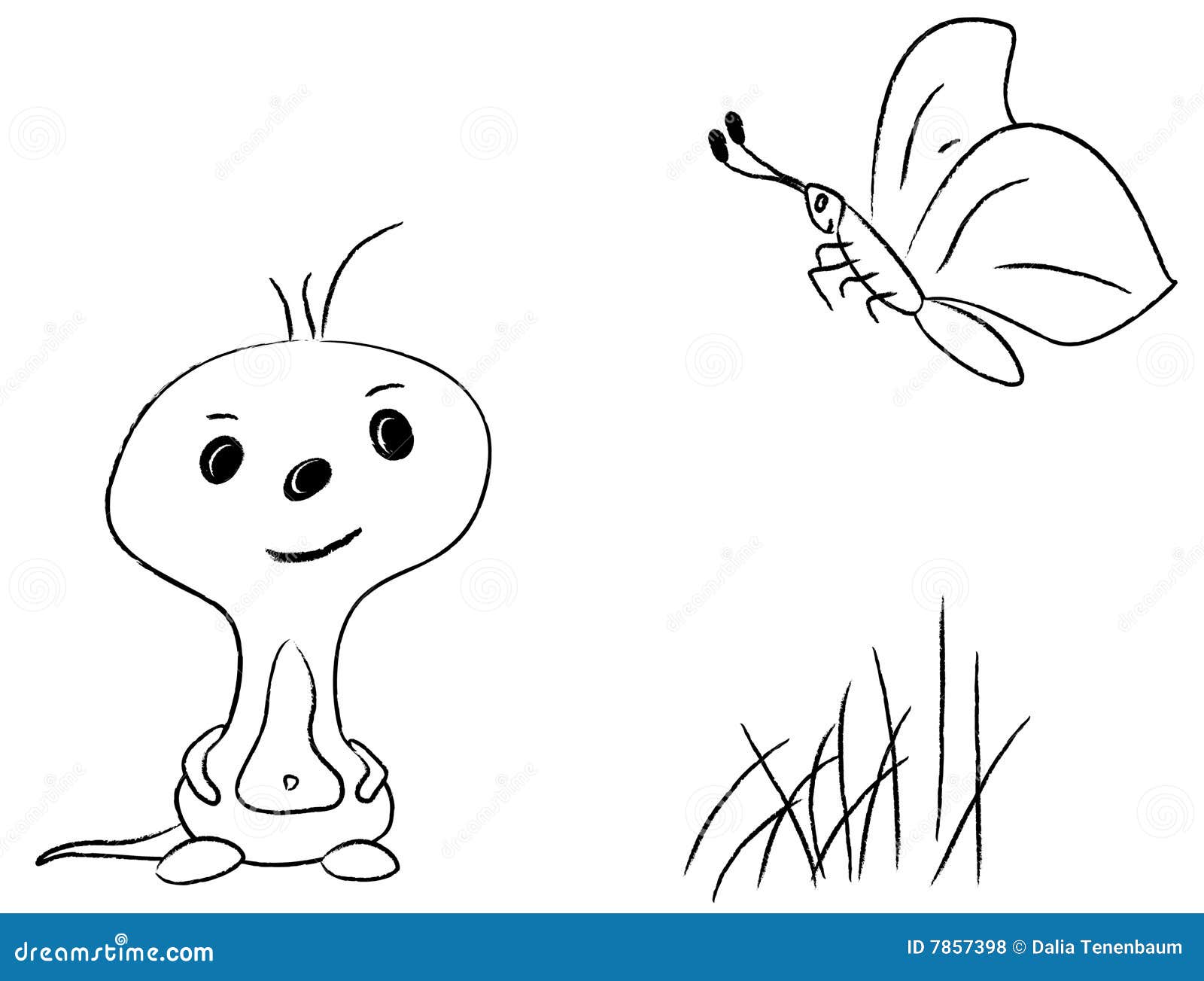 Illustration of a Baby Alien with Butterfly Stock Vector - Illustration ...