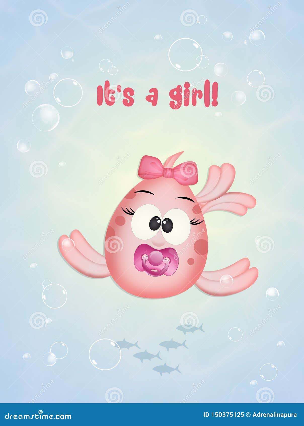 Illustration of Baby Announcement with Fish Stock Illustration ...