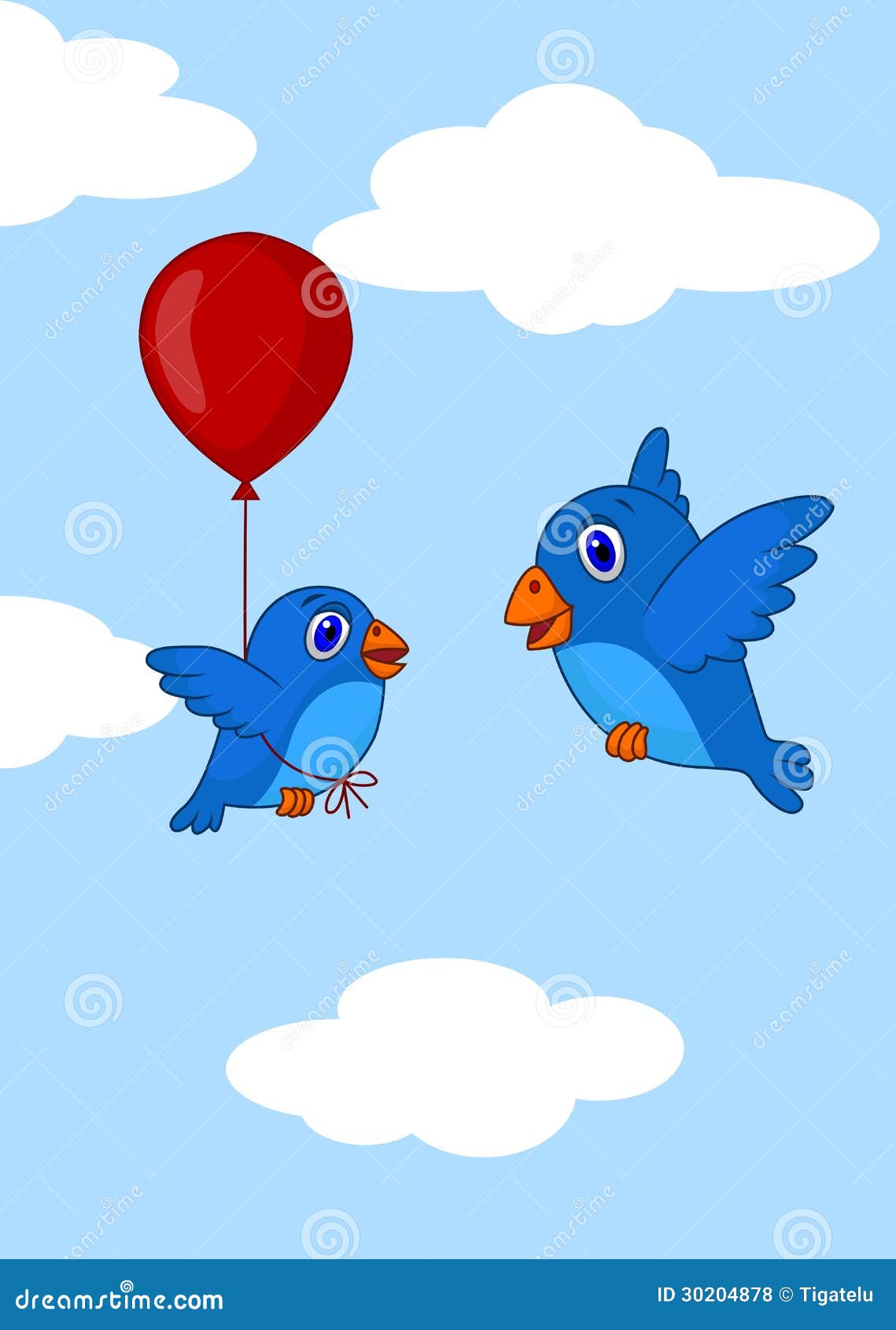 Baby Bird Learn How To Fly Using Balloon Stock Vector - Illustration of ...