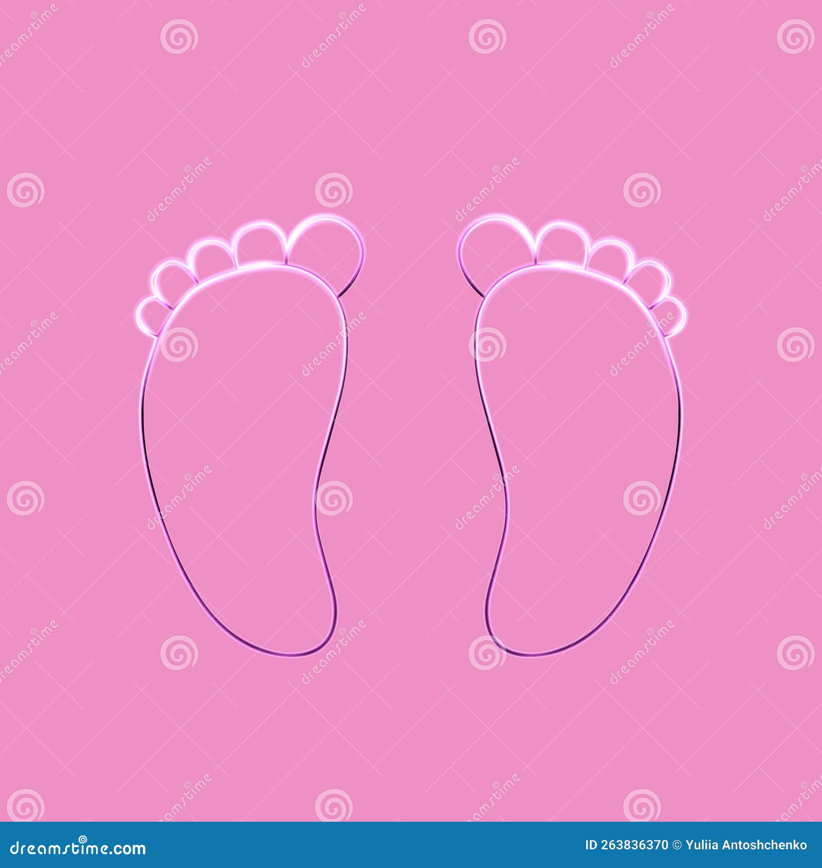 Illustration of Baby Feet with Neon Effect. Stock Vector - Illustration ...