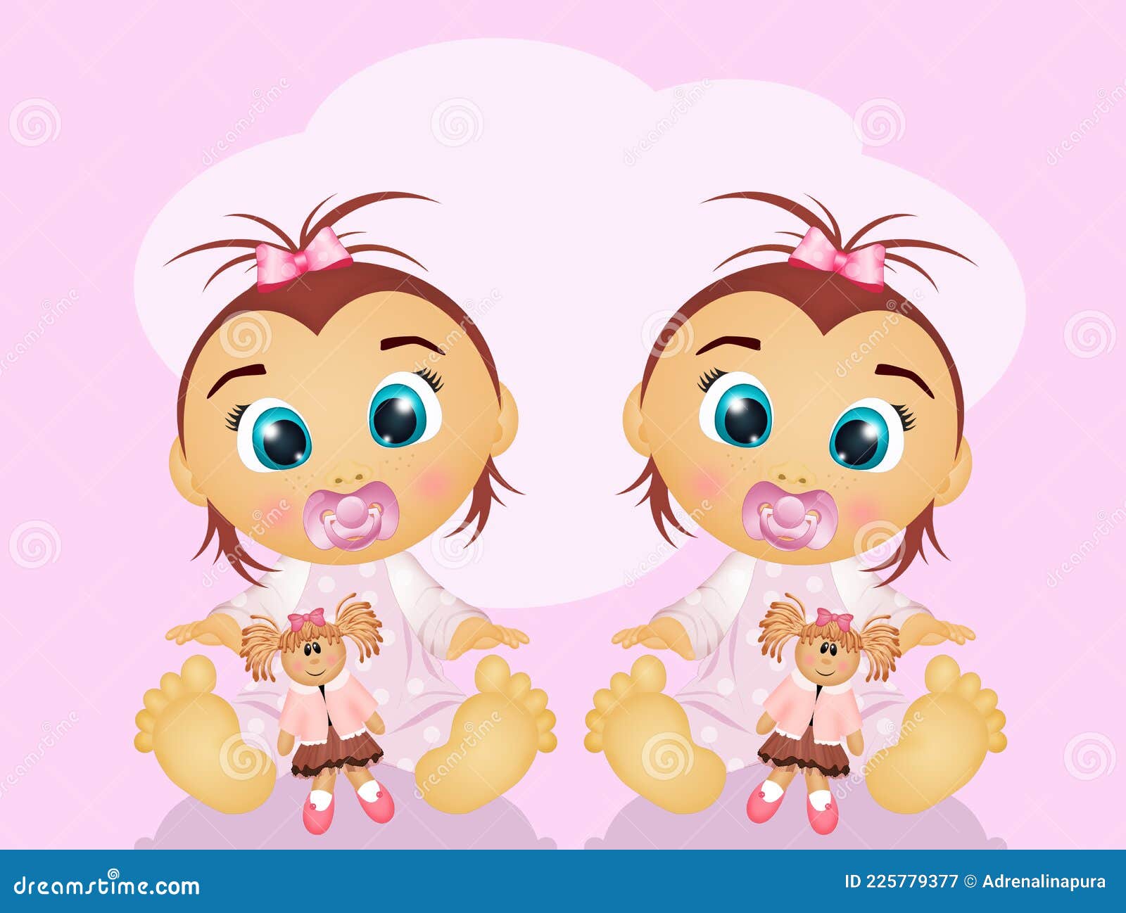Illustration of Baby Female Twins Stock Illustration - Illustration of ...