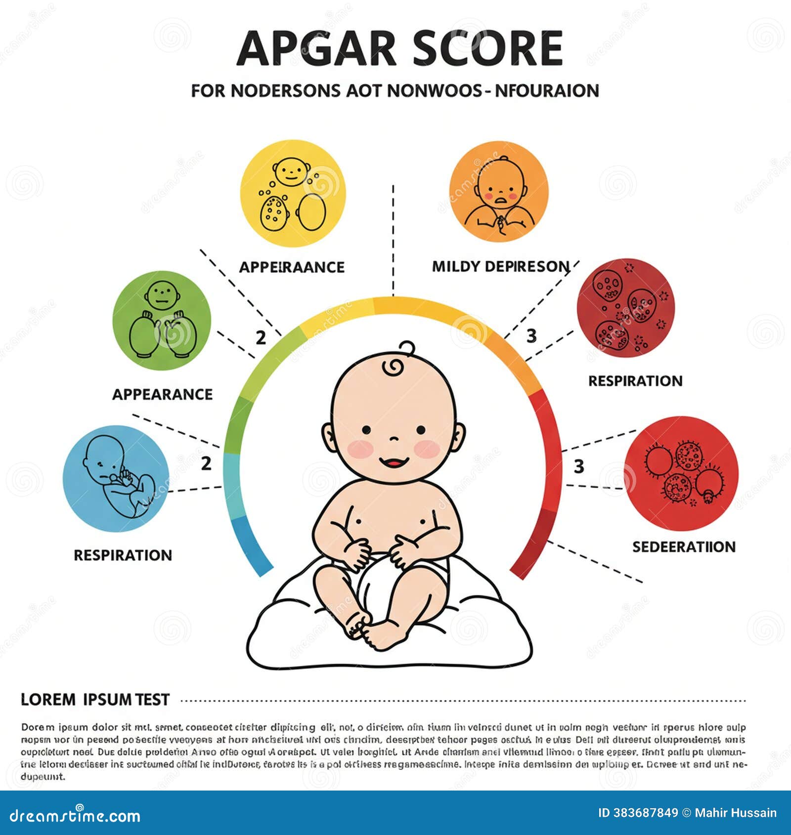 Colorful APGAR Score Chart Featuring A Central Baby Illustration ...