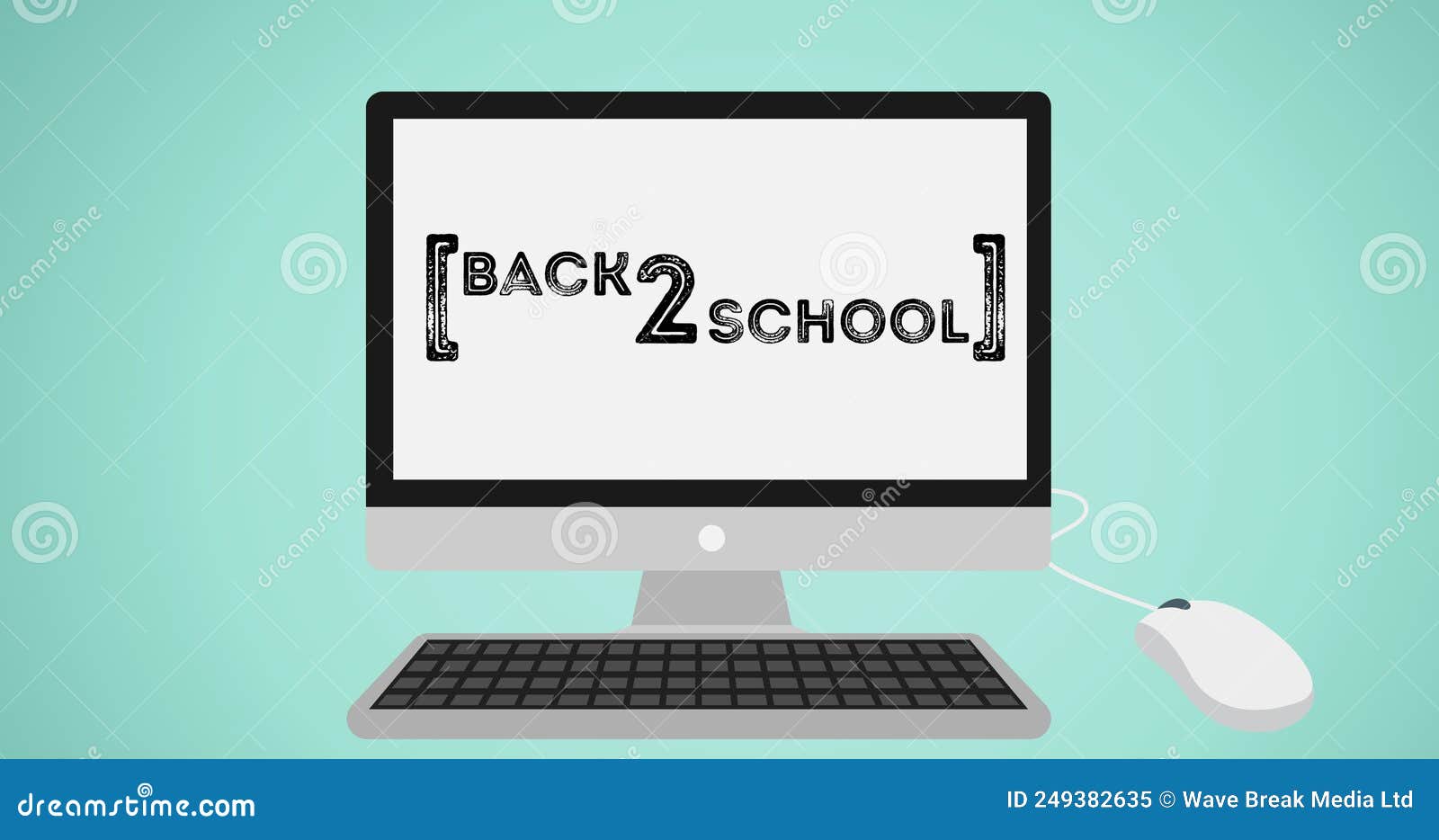 Illustration of Back 2 School Text on Computer Screen with Keyboard and ...