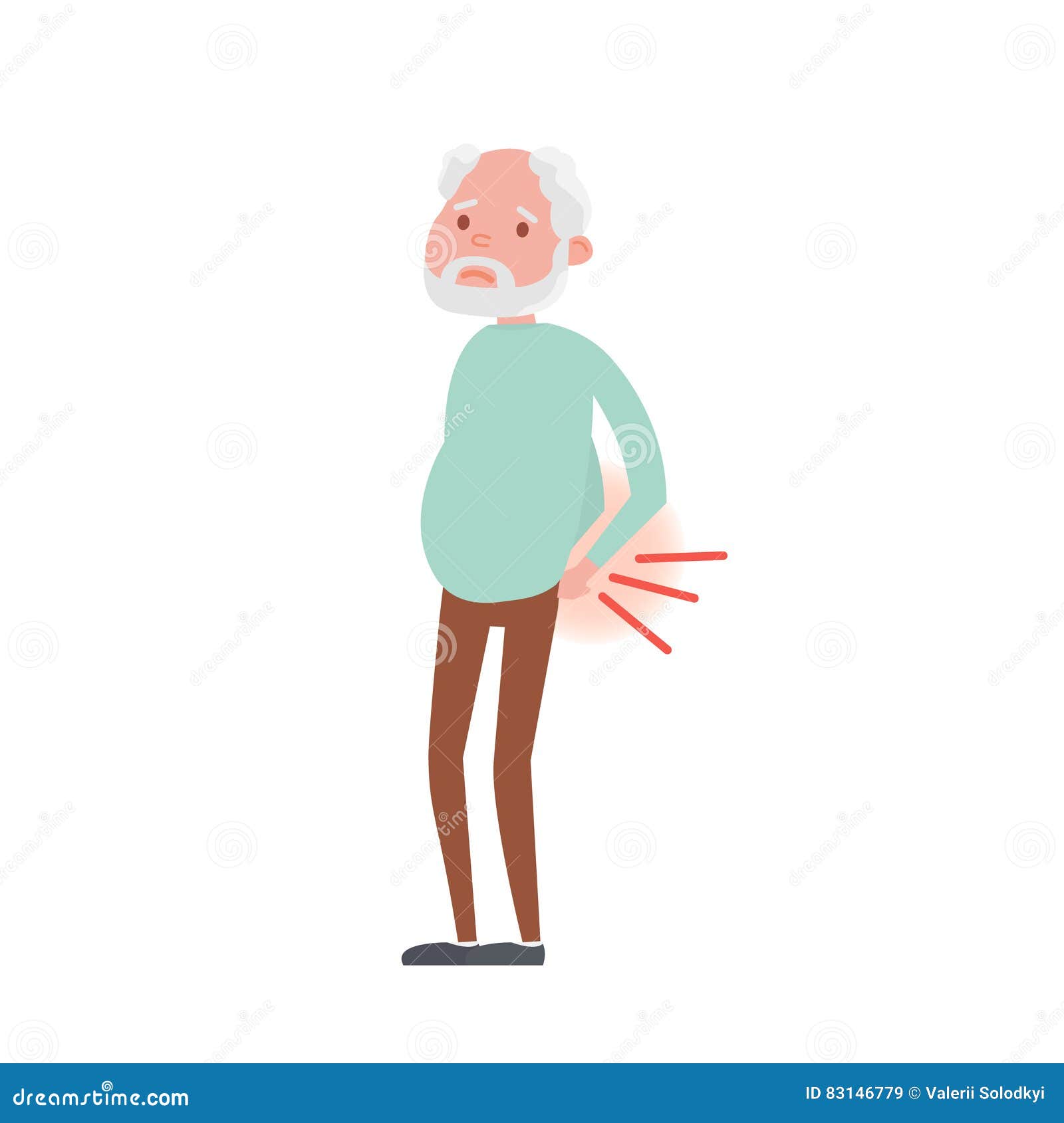 Illustration of Backache in Senior Man. Vector Illustration Stock ...