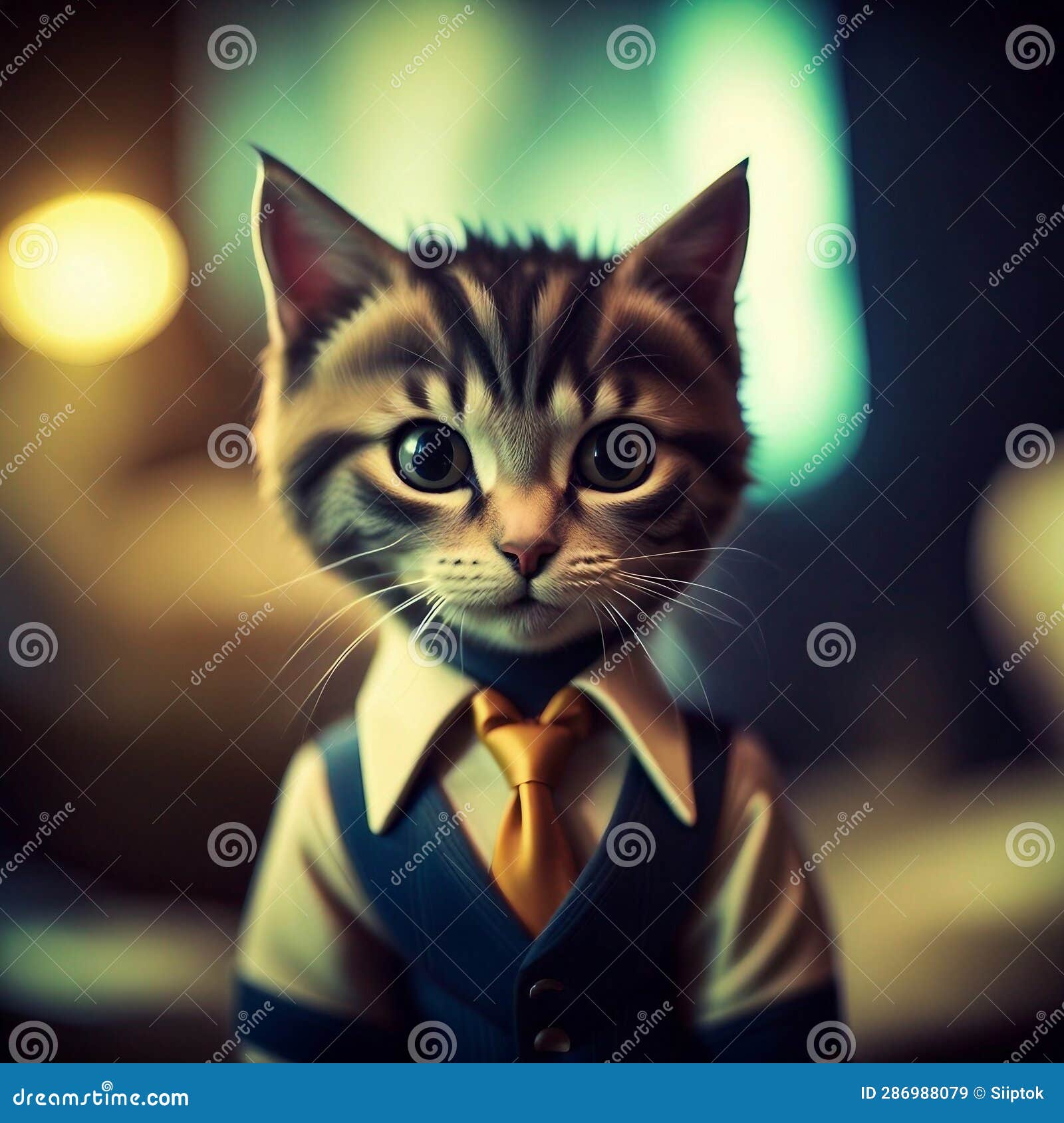 Illustration Background of a Cat Wearing a Suit and Tie Stock ...