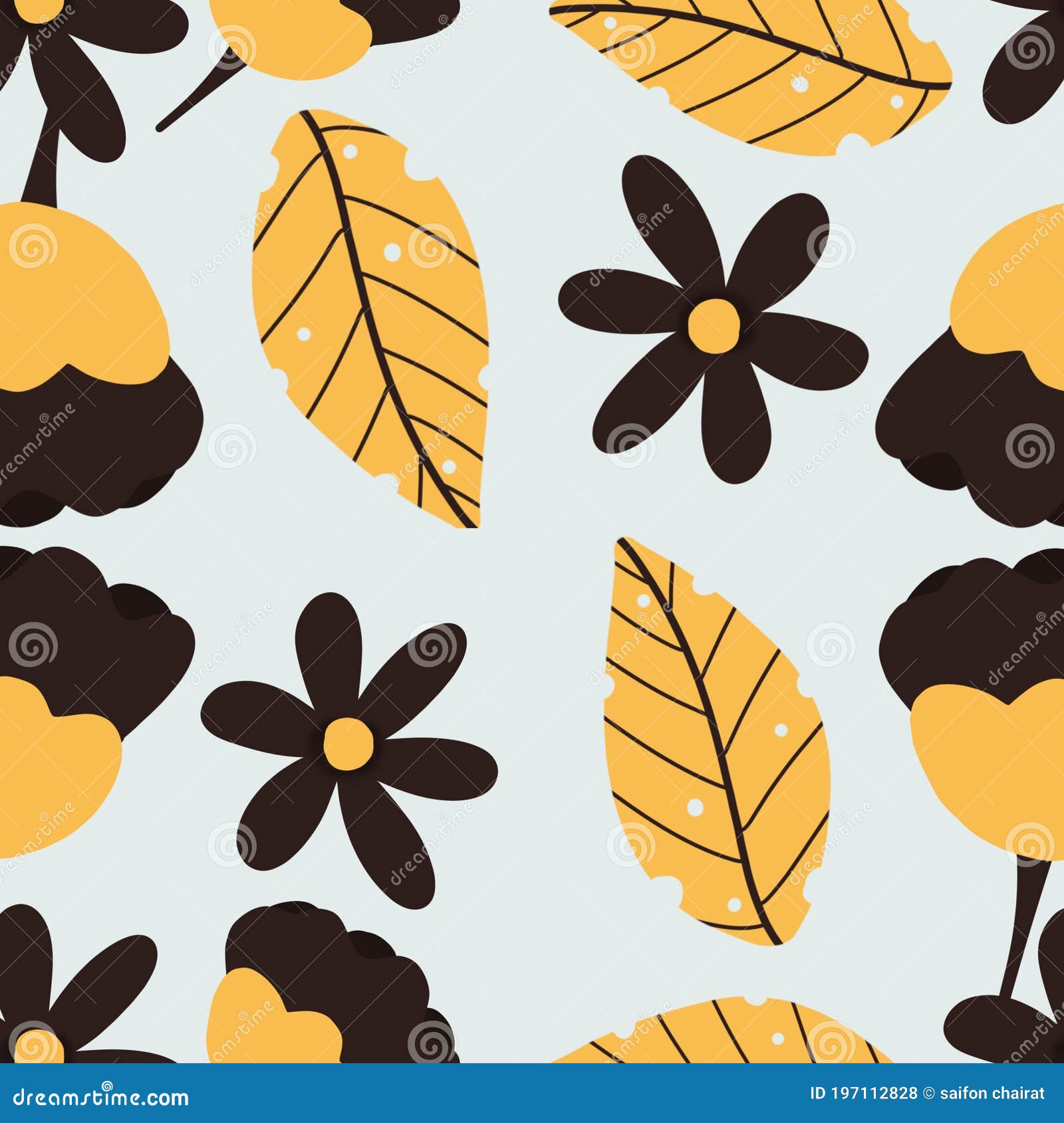 Illustration Background Pattern Blue Alternating Pattern Yellow Flower ...