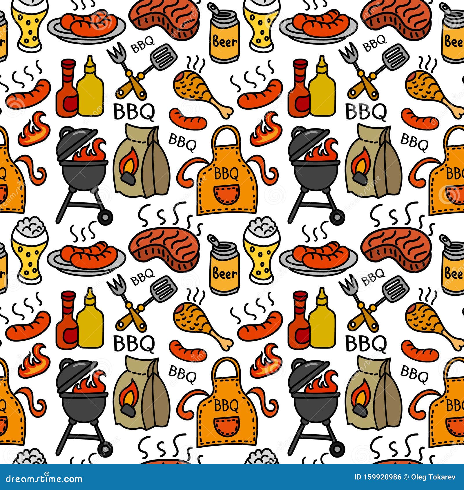 Barbecue pattern stock illustration. Illustration of ketchup - 159920986