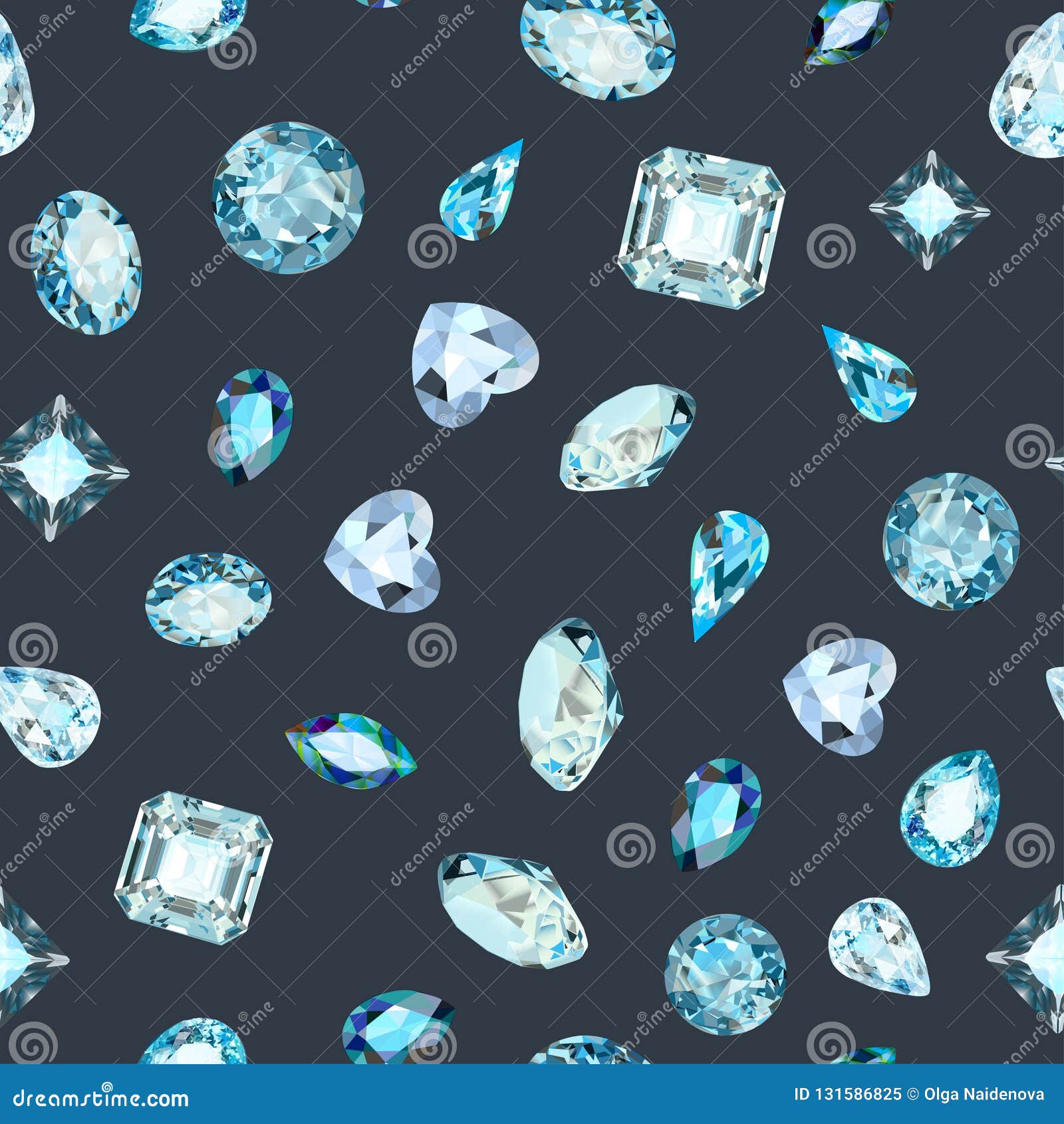Background Seamless Shiny Gems of Different Cuts Stock Vector ...