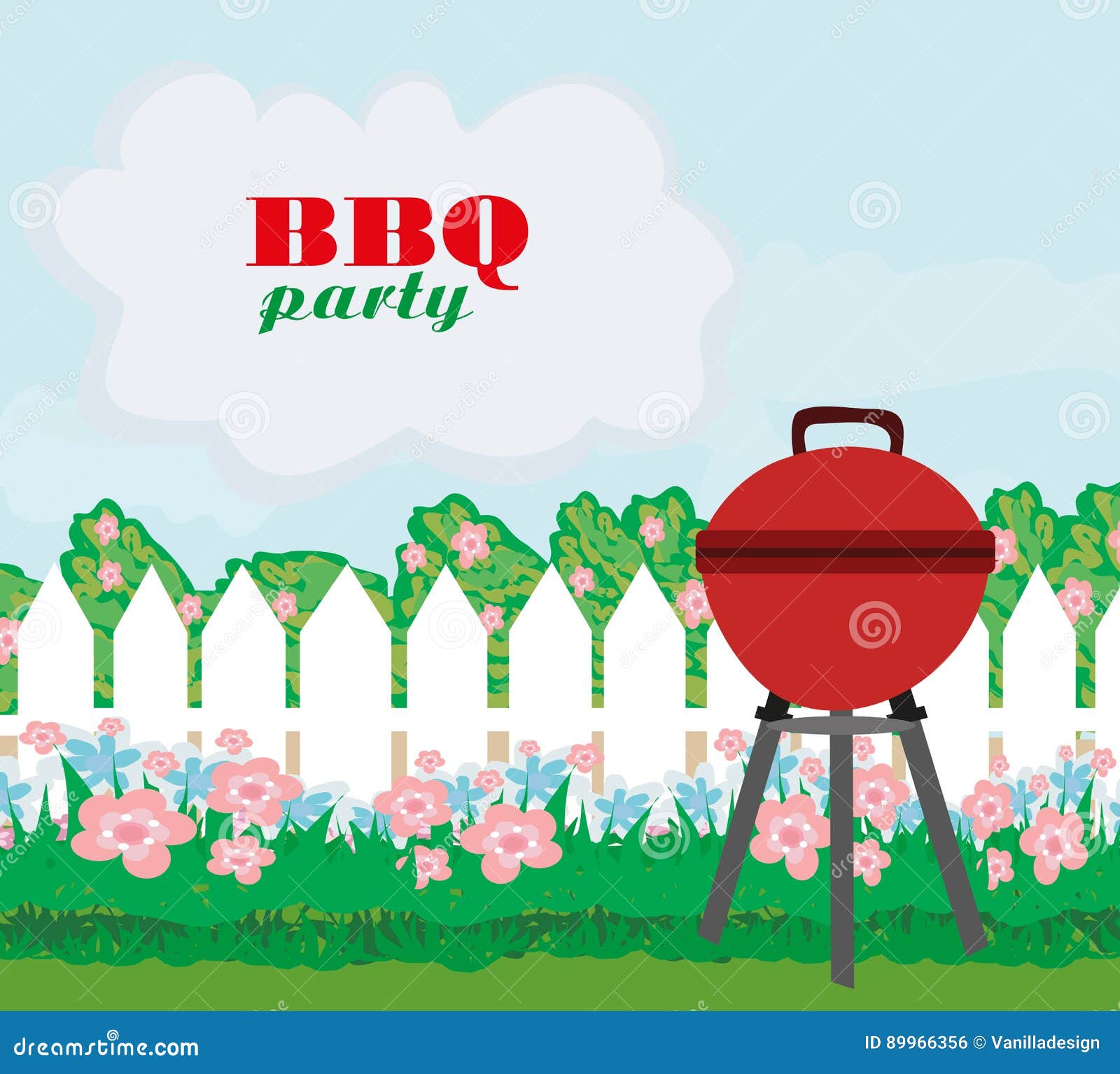 Illustration of Backyard Barbecue Stock Vector - Illustration of kebab ...