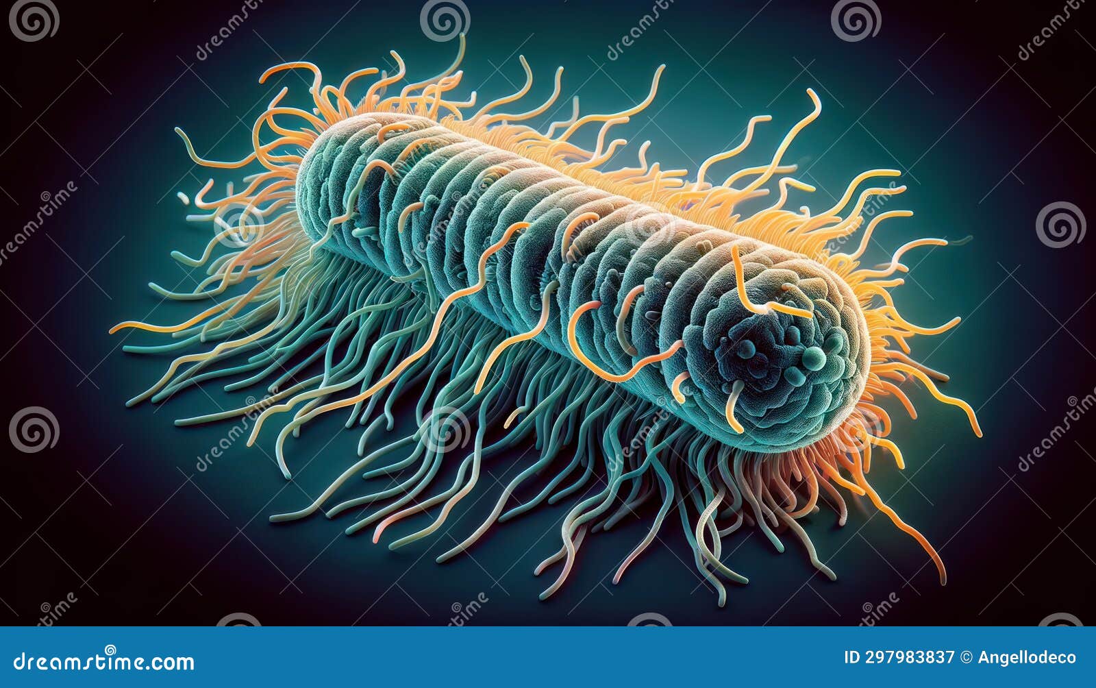 Colony Of Vibrio Cholera Seen By Electron Microscope. Selective Focus ...