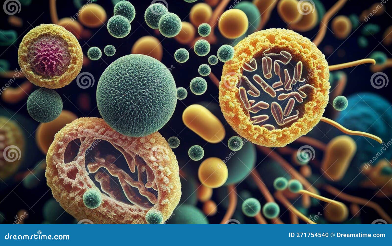 Illustration of Bacteria Under Microscope, Micro-organism, Parasite ...