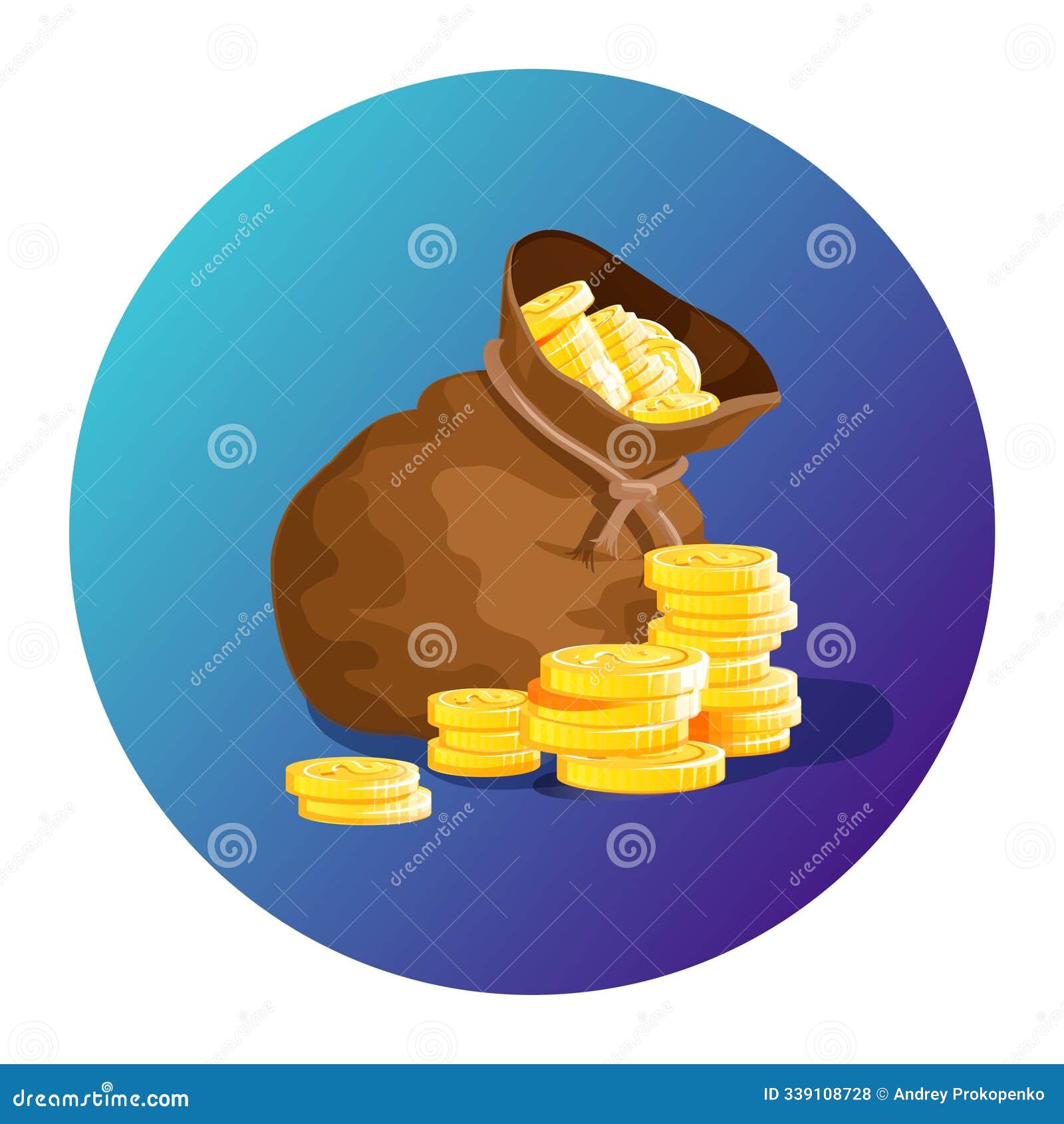 Illustration of a Bag with Money. Coin Bag Icon Stock Vector ...