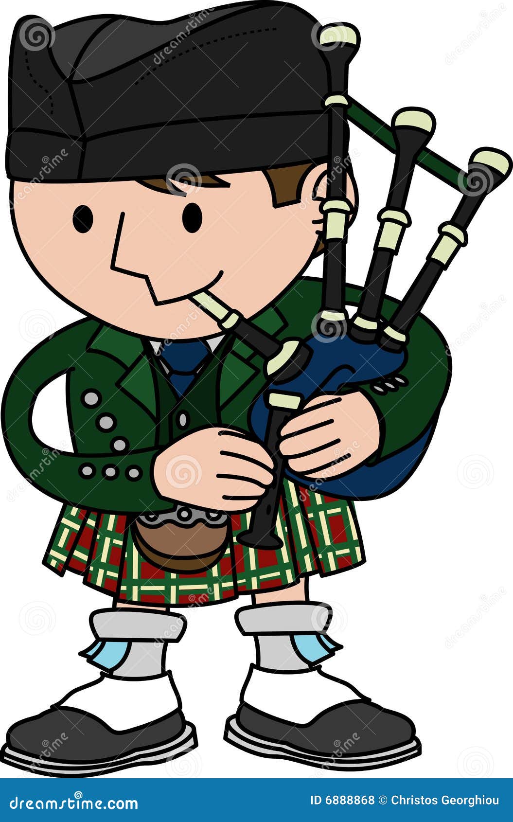 Bagpiper Musician Silhouette On White Background. Street Perform. Music ...