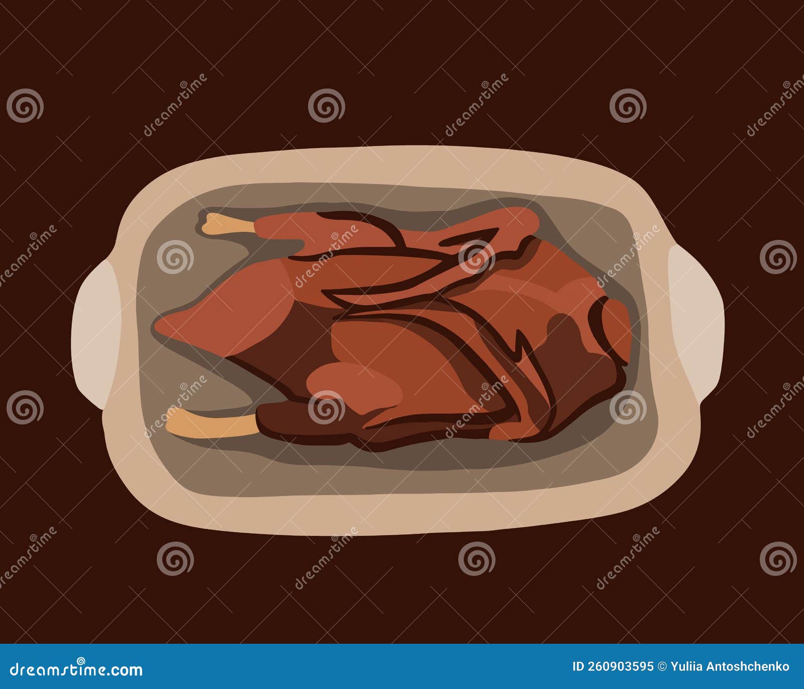 Baked Turkey Dancing On Plate. Grilled Chicken On Dish. Hop Food Vector ...
