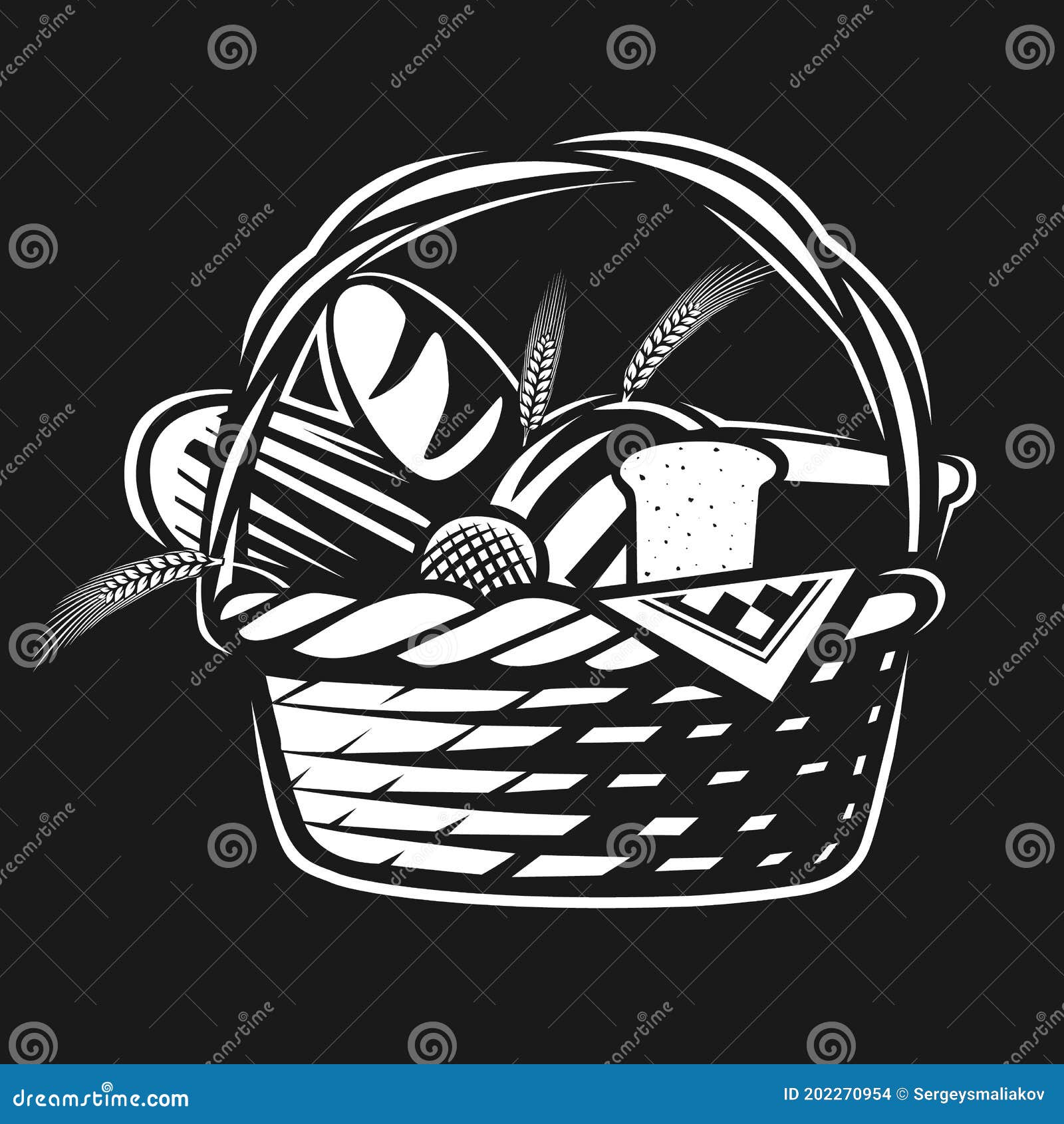 Illustration of the Bakery Basket Stock Vector - Illustration of card ...