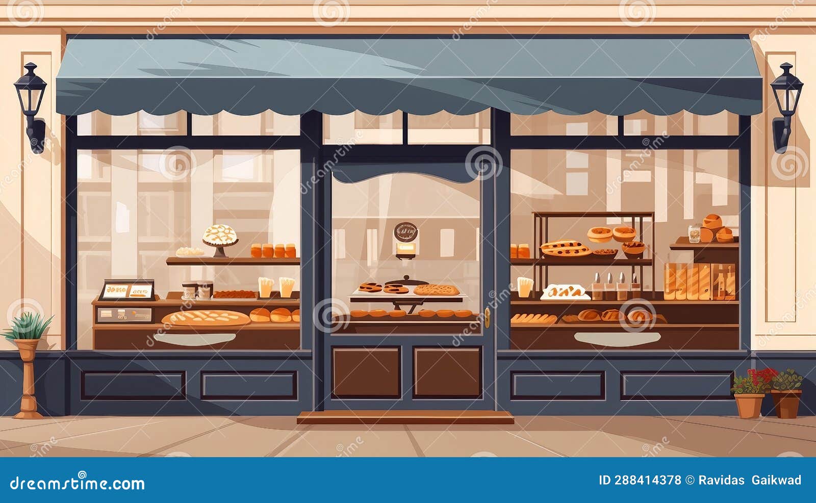 An Illustration of a Bakery Storefront AI Generated Stock Illustration ...