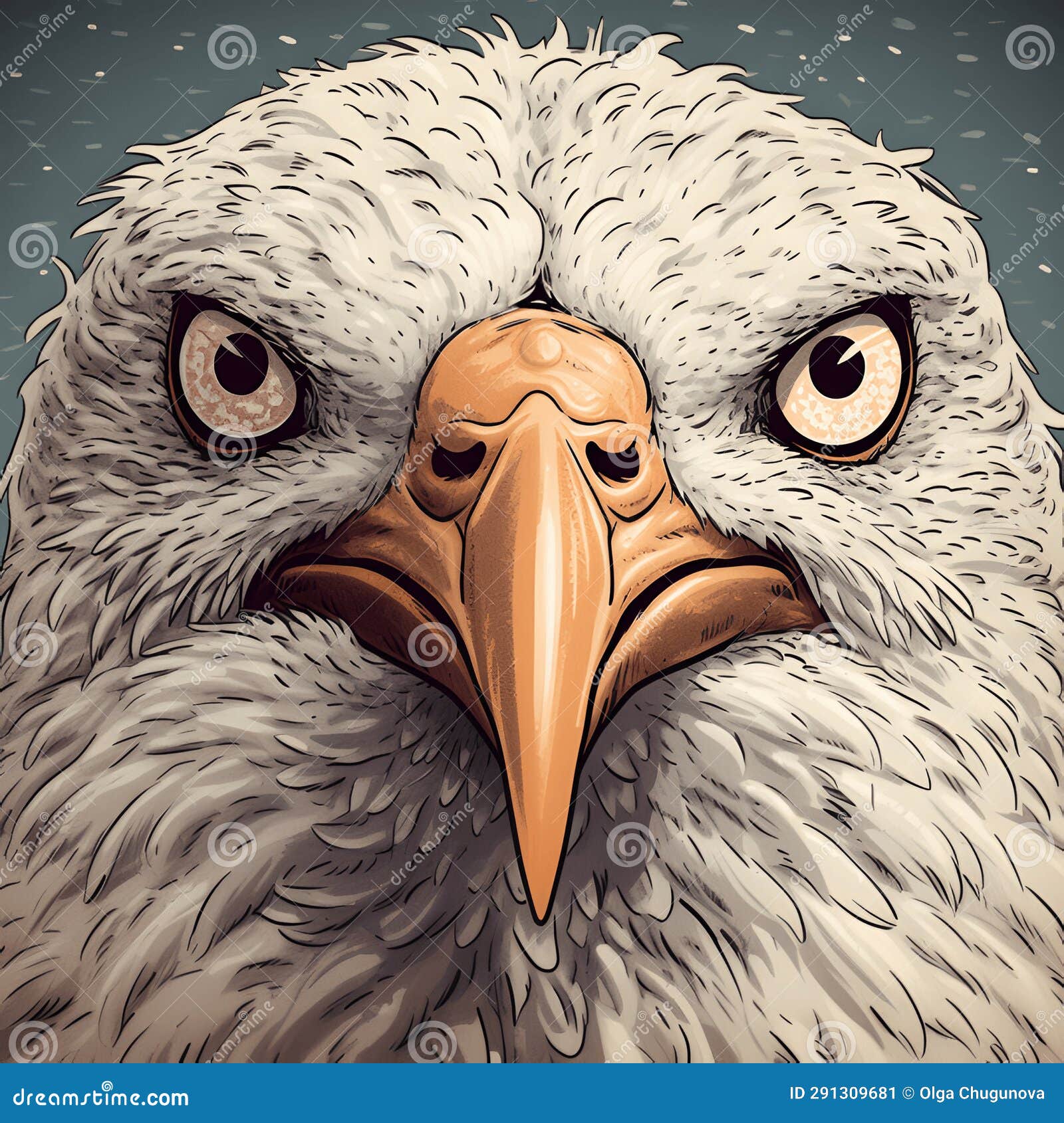 Illustration of a Bald Eagle, Stern Look, Close-up Stock Illustration ...