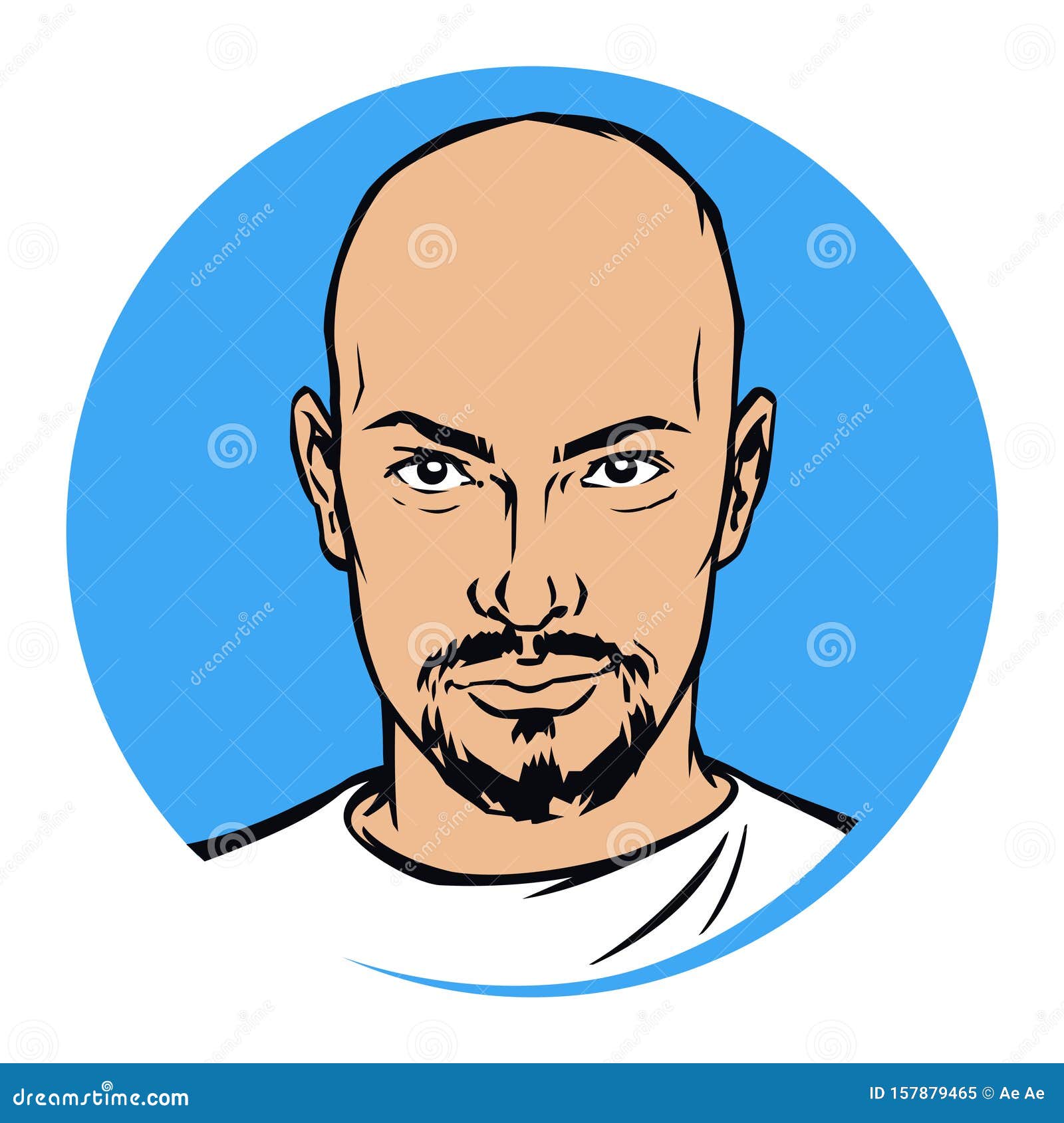 Illustration Of A Bald Man With A Beard Vector Fashionable Brutal