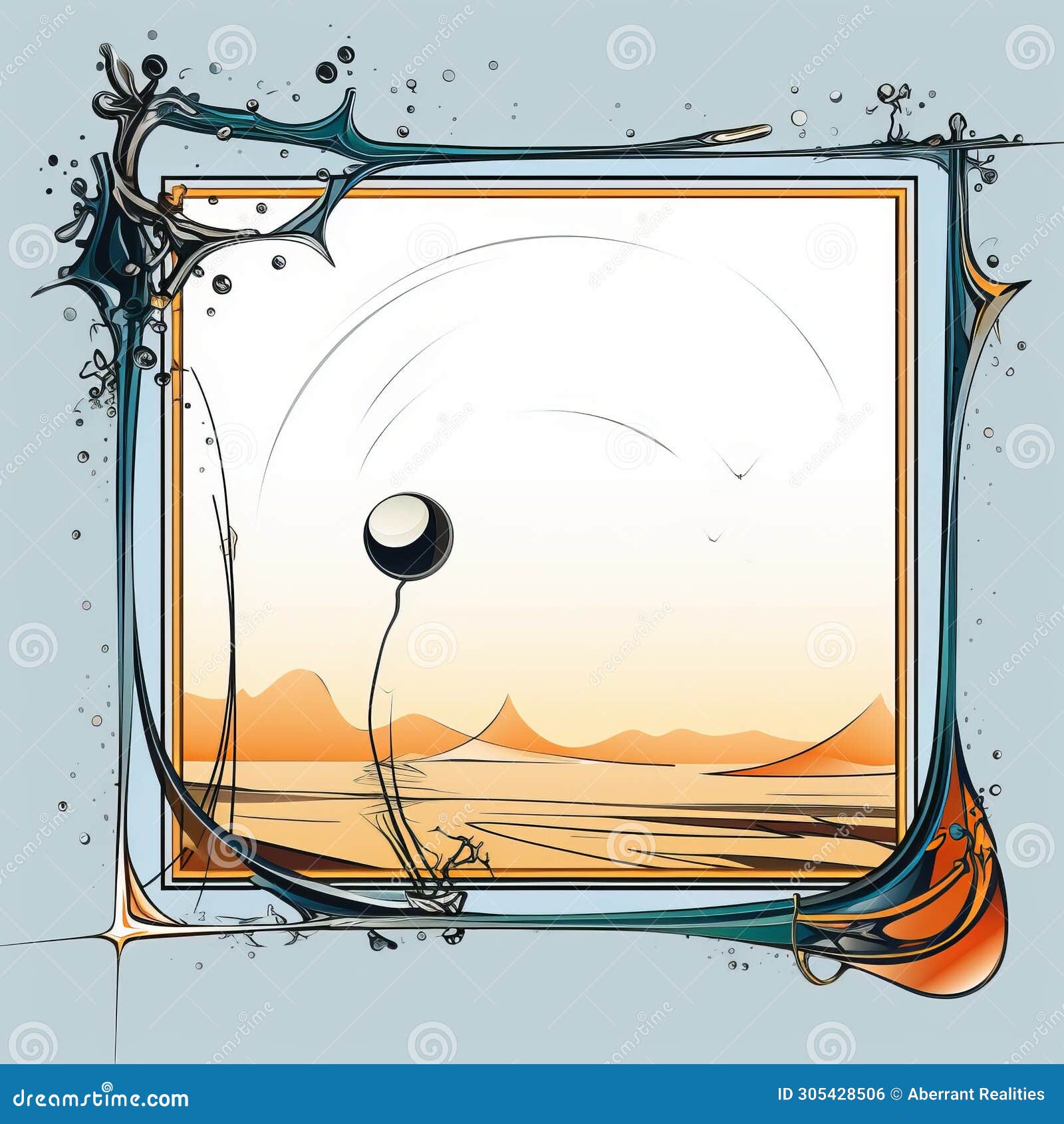 An Illustration of a Ball in a Frame on a Blue Background Stock ...